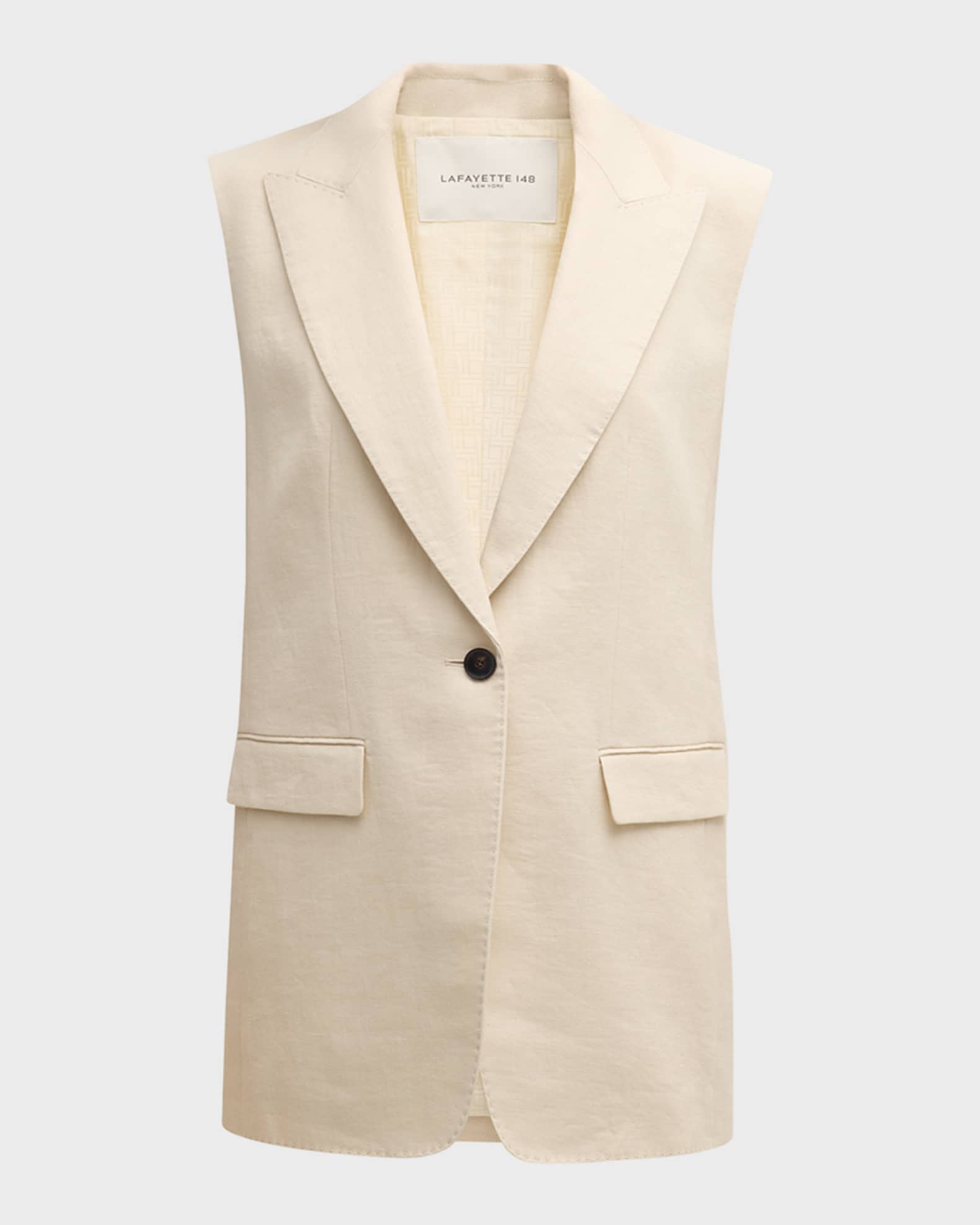 Lafayette 148 New York Single-Button Pick Stitch Vest | Neiman Marcus