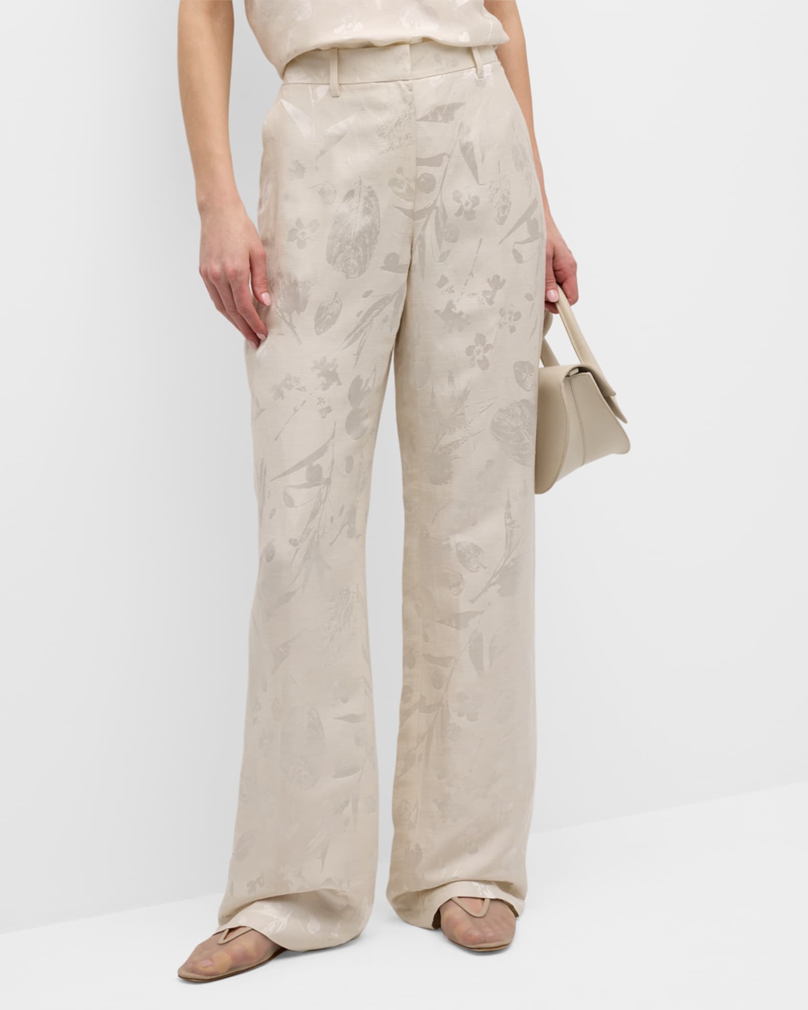 Lafayette 148 New York Gates Straight-Leg Eco Flora Jacquard Pants ...