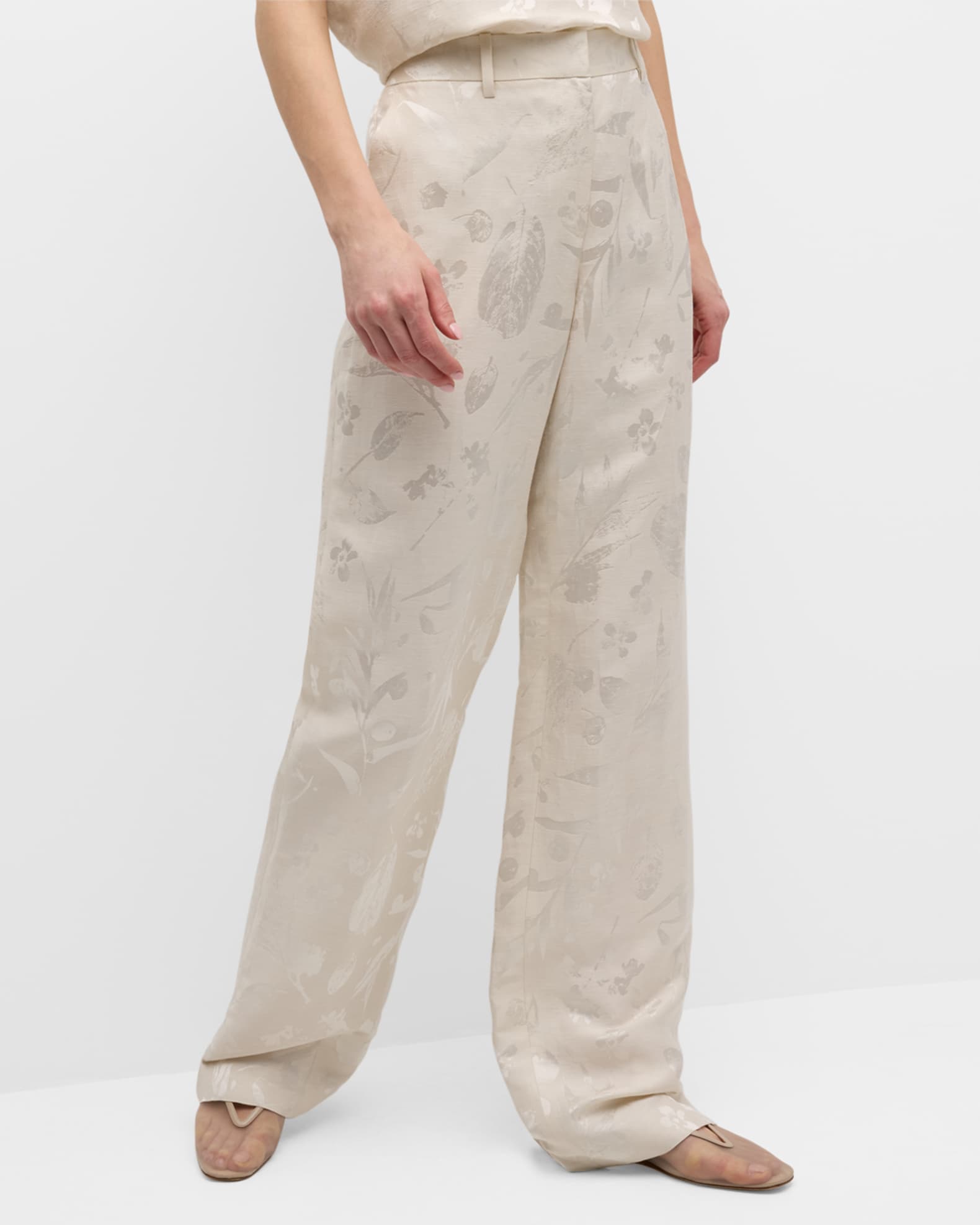 Lafayette 148 New York Gates Straight-Leg Eco Flora Jacquard Pants ...