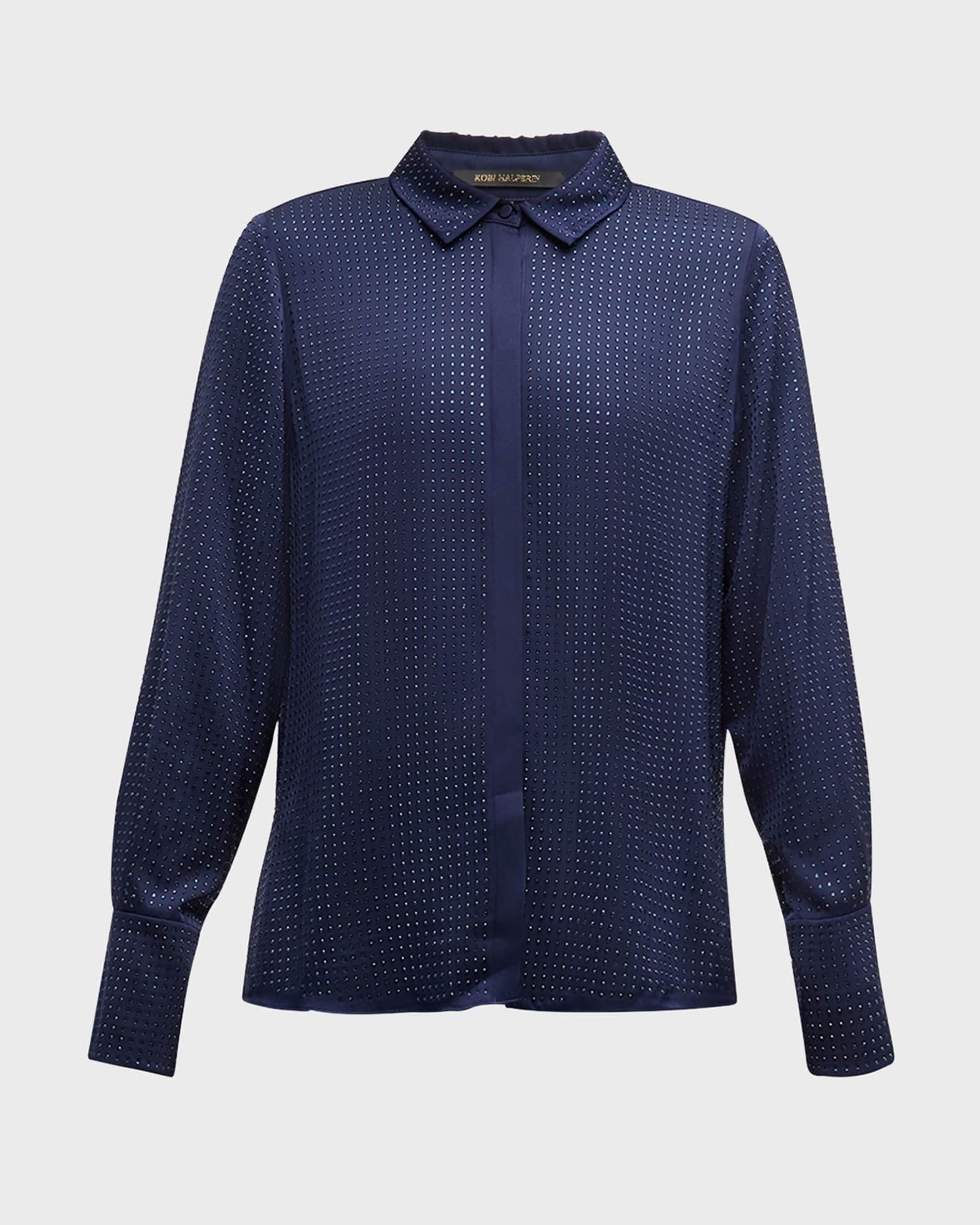 Kobi Halperin Renana Rhinestone Button-Down Blouse | Neiman Marcus