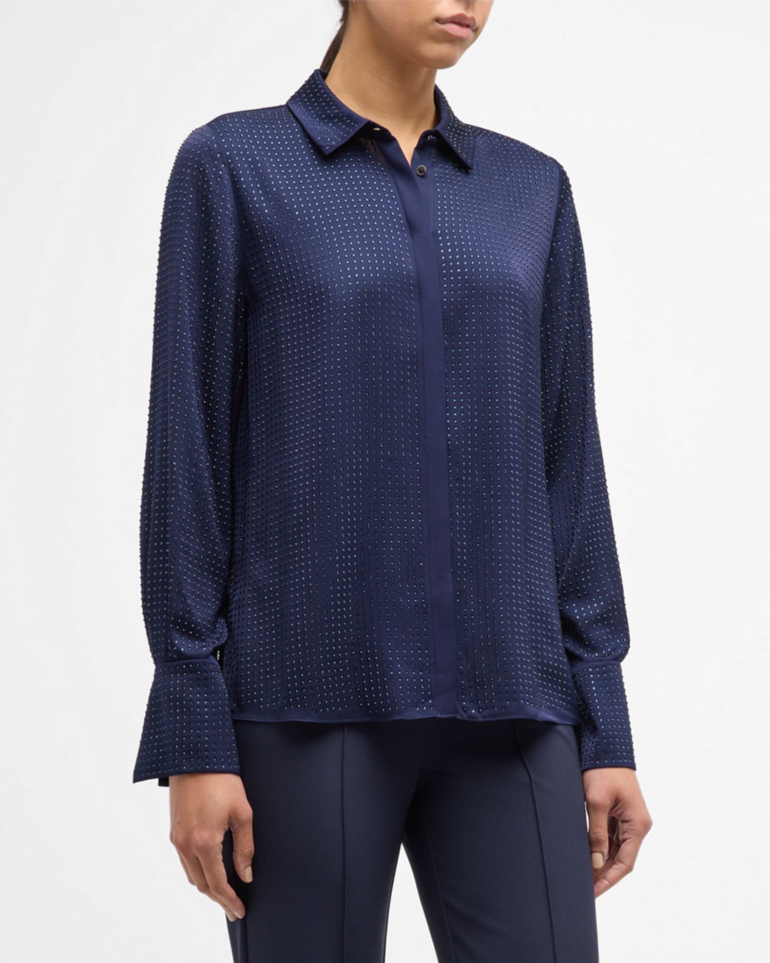 Kobi Halperin Renana Rhinestone Button-Down Blouse | Neiman Marcus