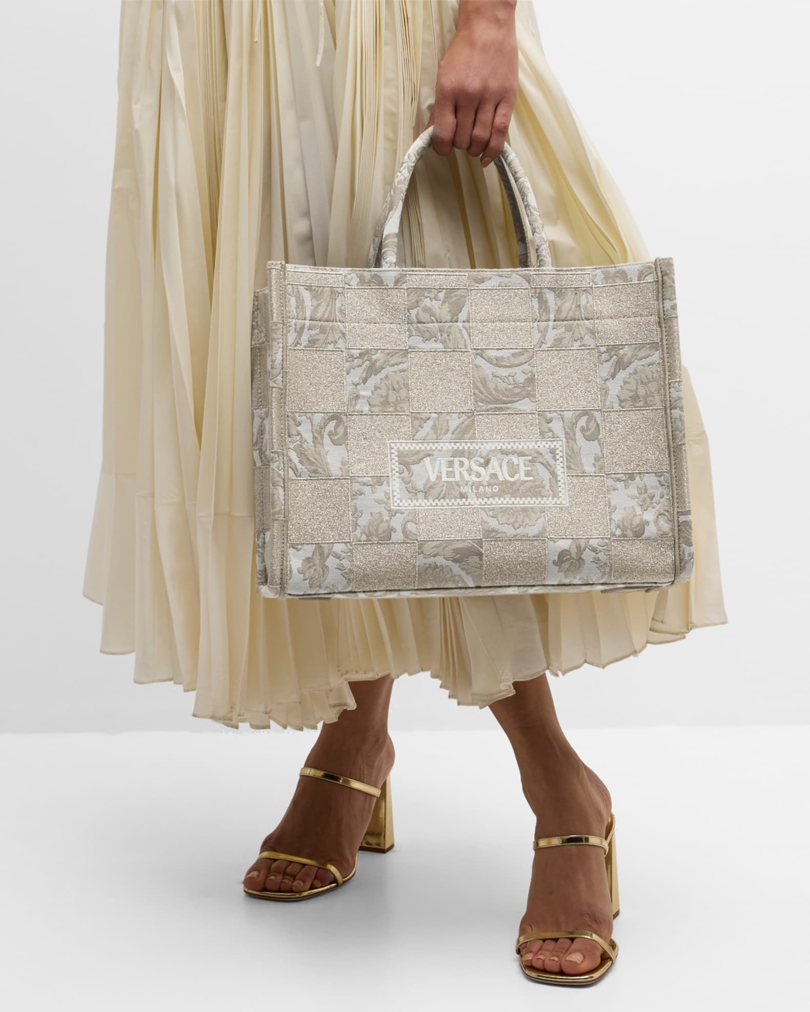 Versace La Medusa Large Patchwork Barocco Tote Bag | Neiman Marcus