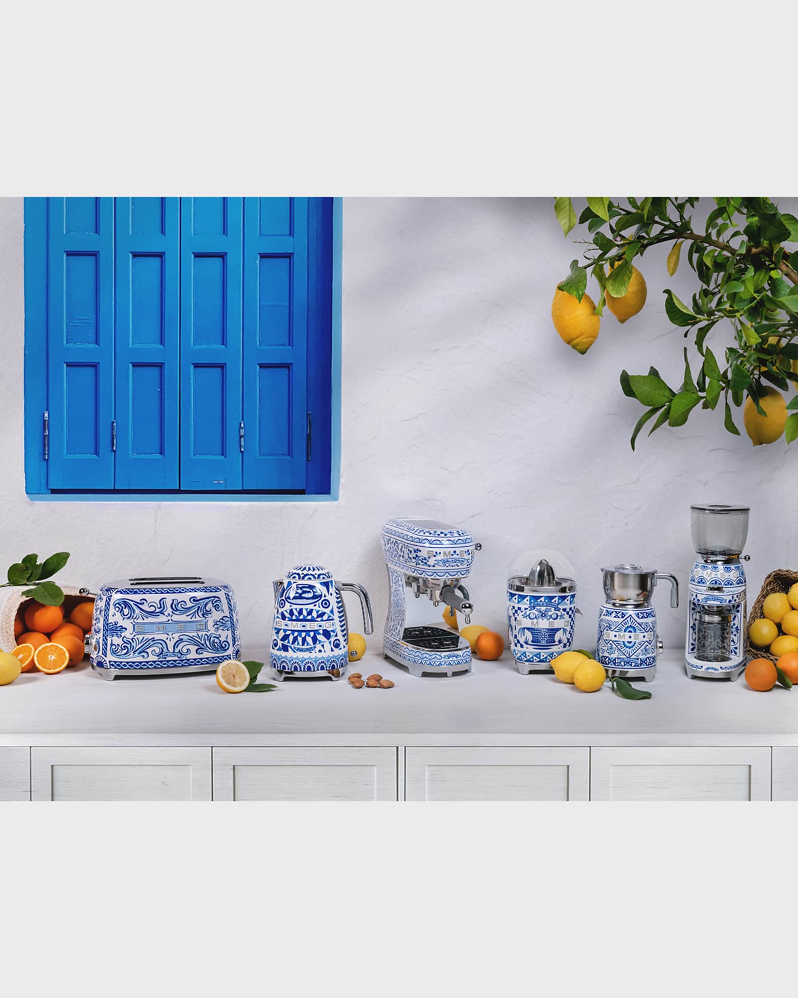 Smeg x Dolce&Gabbana Blu Mediterraneo Coffee Grinder | Neiman Marcus