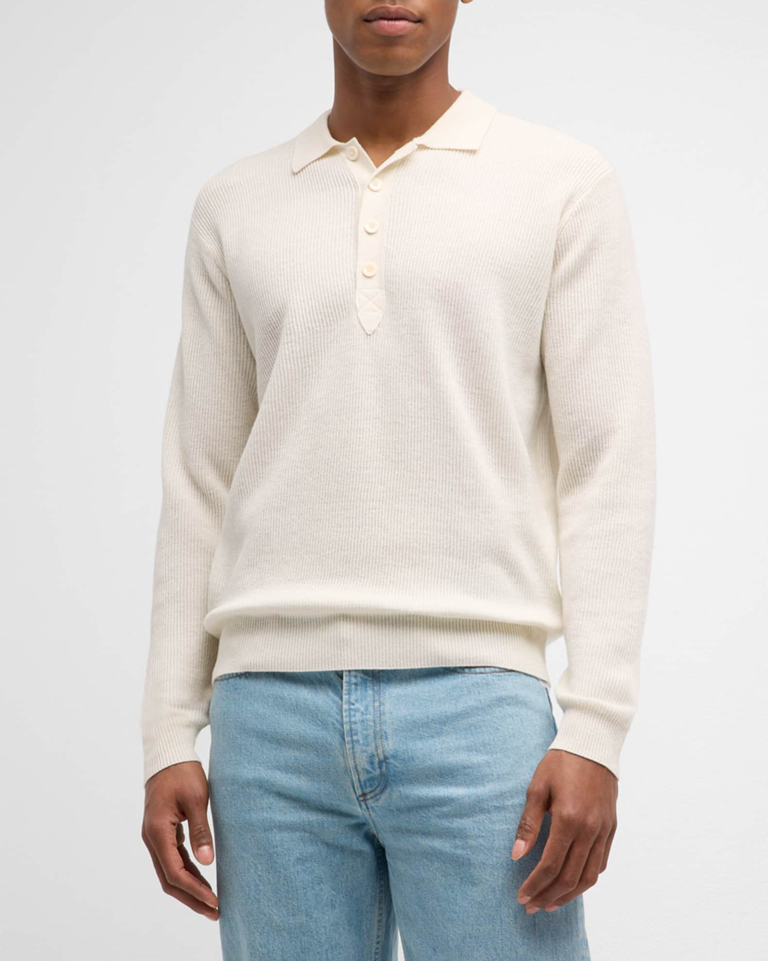 Peter Millar Men's Brixham Ribbed Polo Sweater | Neiman Marcus