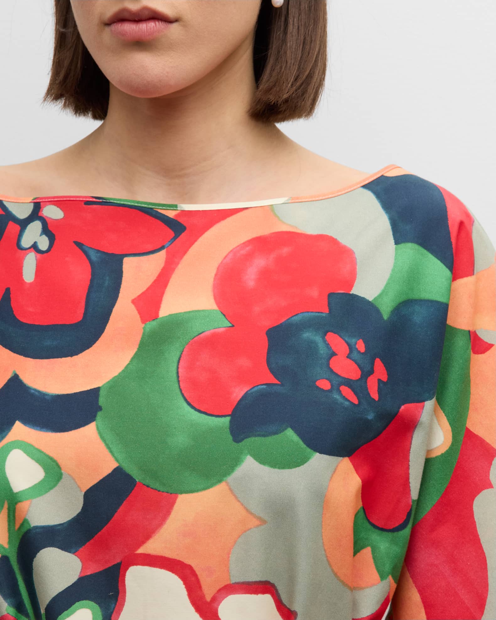 Frances Valentine Marguerite Floral-Print Bateau-Neck Midi Dress ...