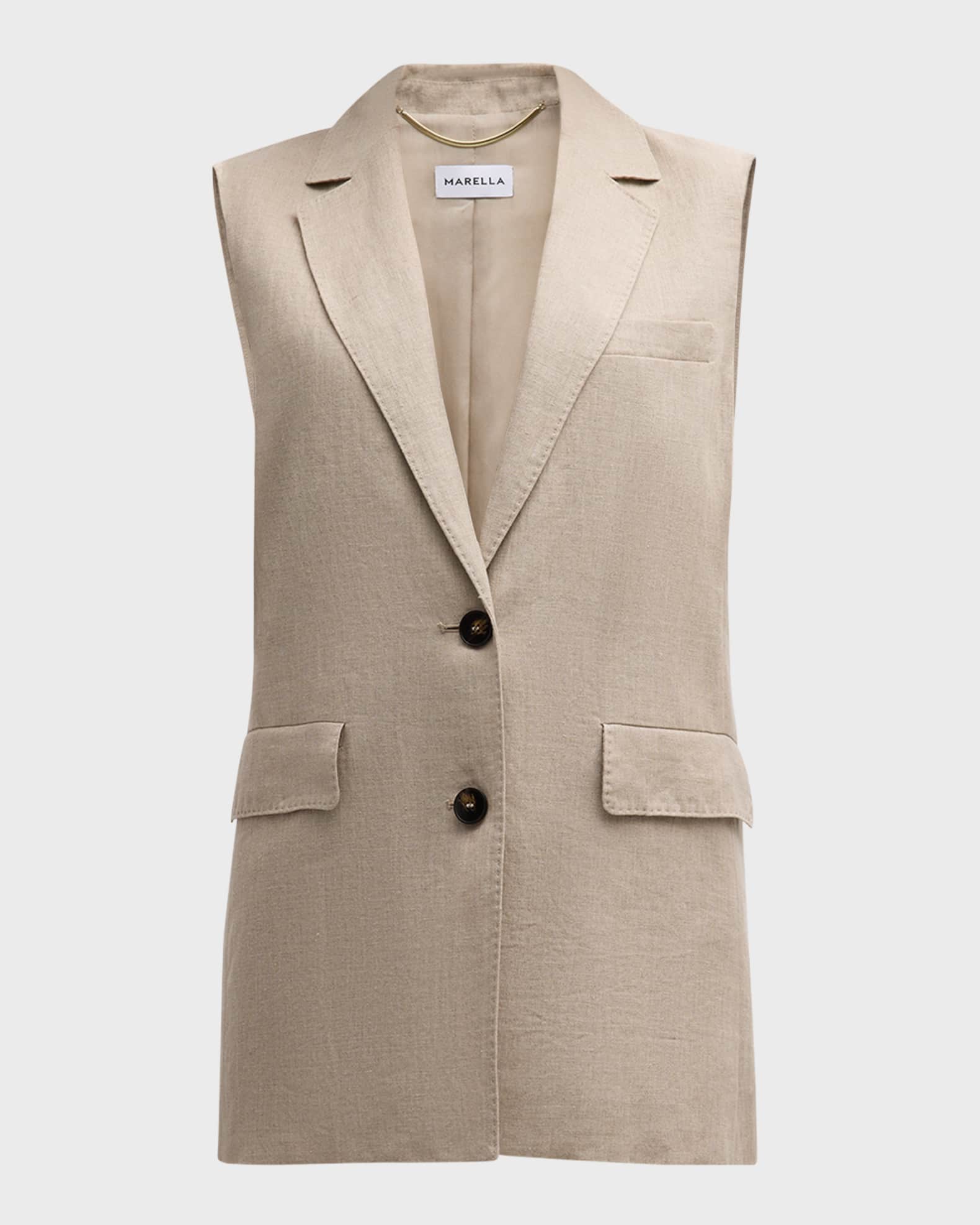 Marella Palk Single-Breasted Pick Stitch Vest | Neiman Marcus