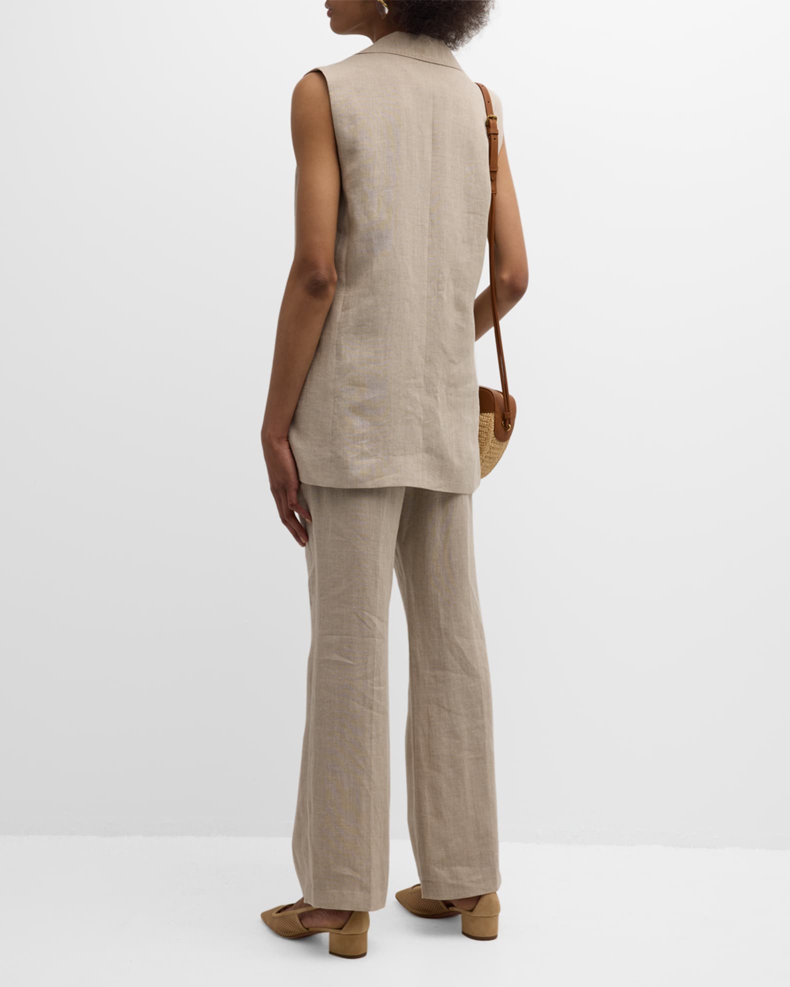 Marella Palk Single-Breasted Pick Stitch Vest | Neiman Marcus