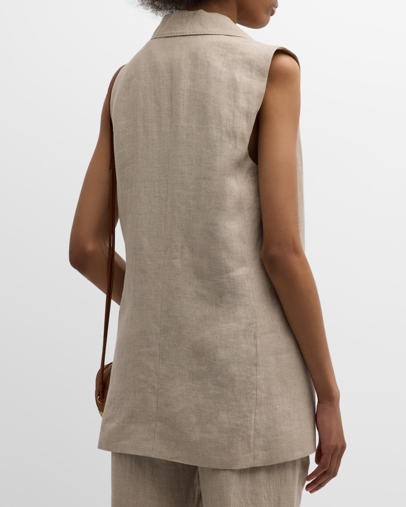 Marella Palk Single-Breasted Pick Stitch Vest | Neiman Marcus