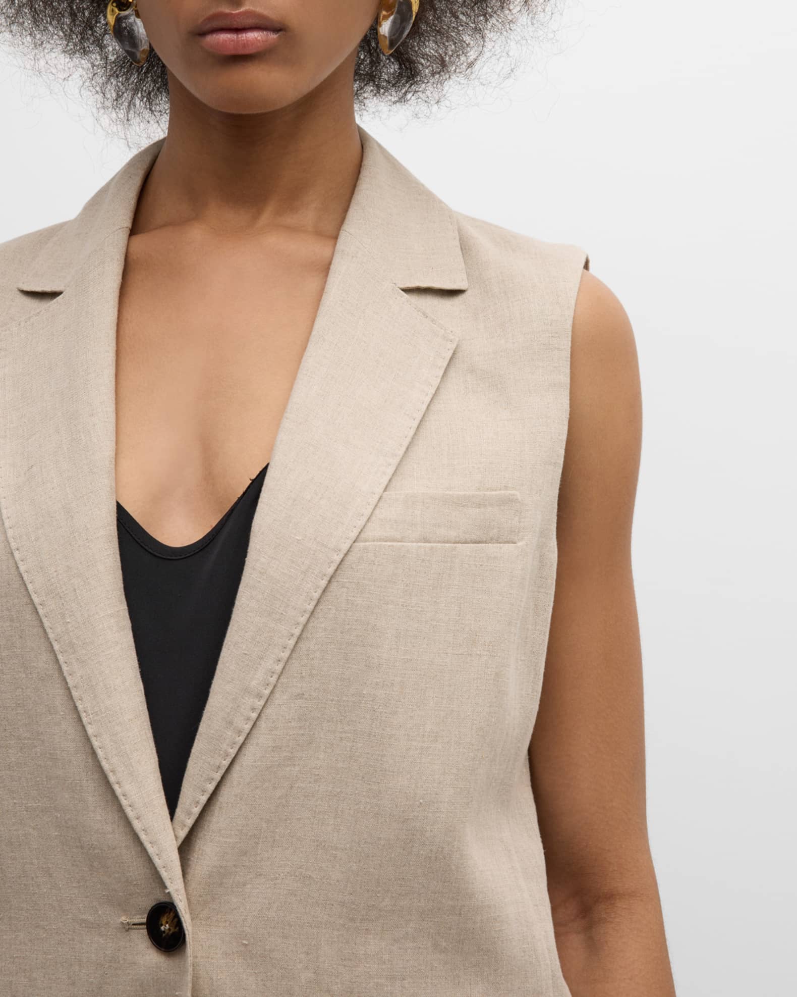 Marella Palk Single-Breasted Pick Stitch Vest | Neiman Marcus