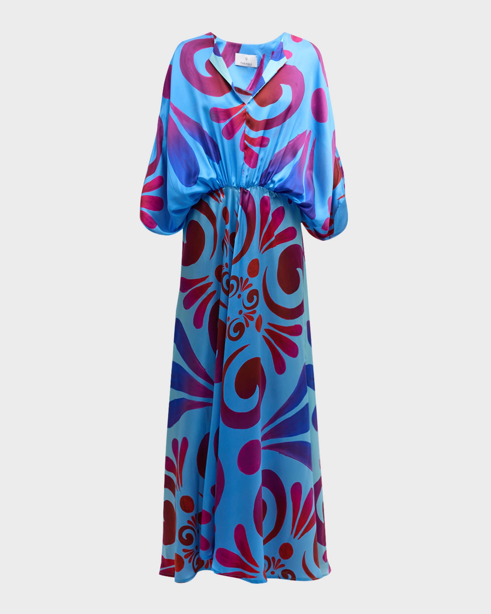 THEMIS Z Kallos Abstract-Print Blouson Maxi Dress | Neiman Marcus