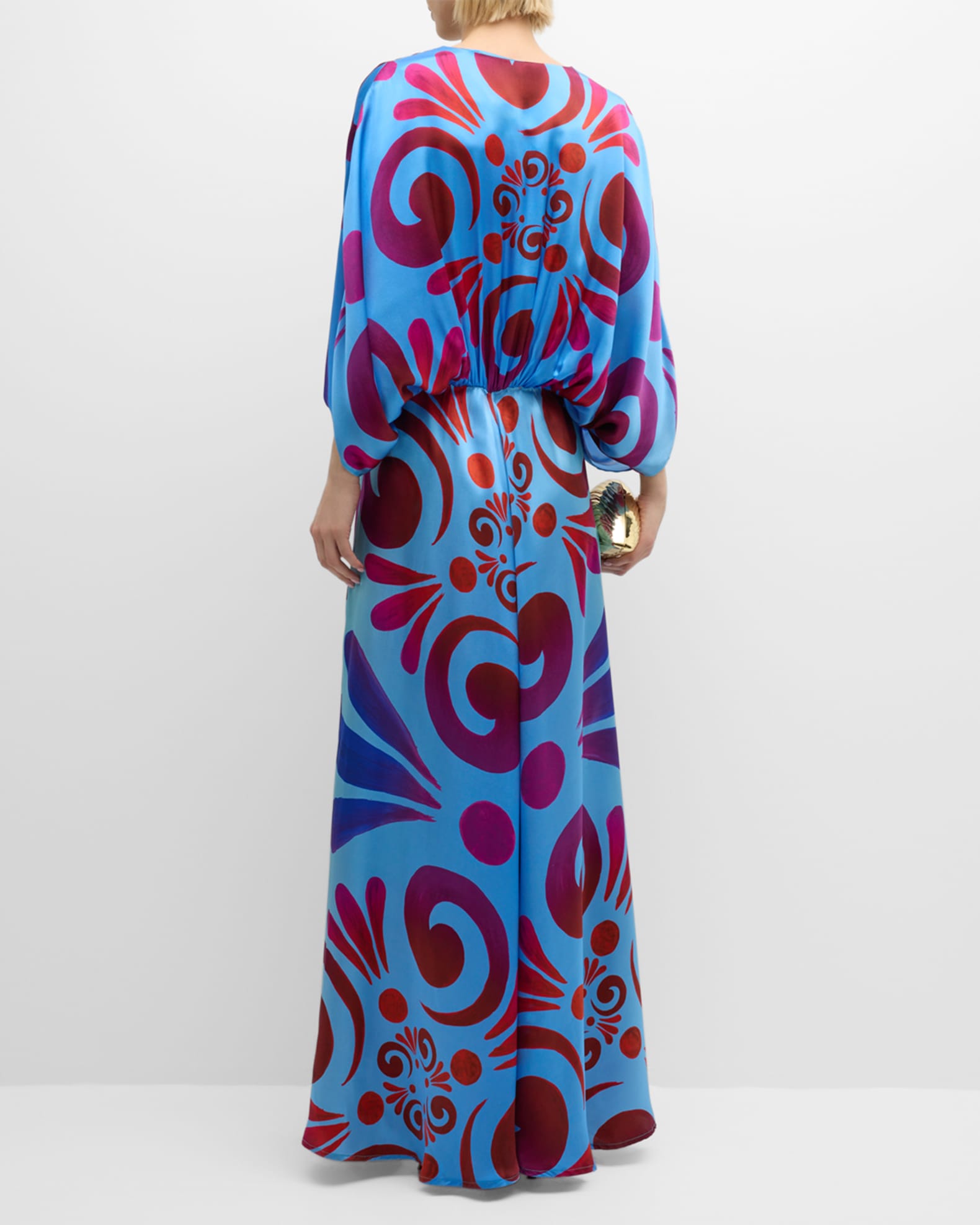 THEMIS Z Kallos Abstract-Print Blouson Maxi Dress | Neiman Marcus