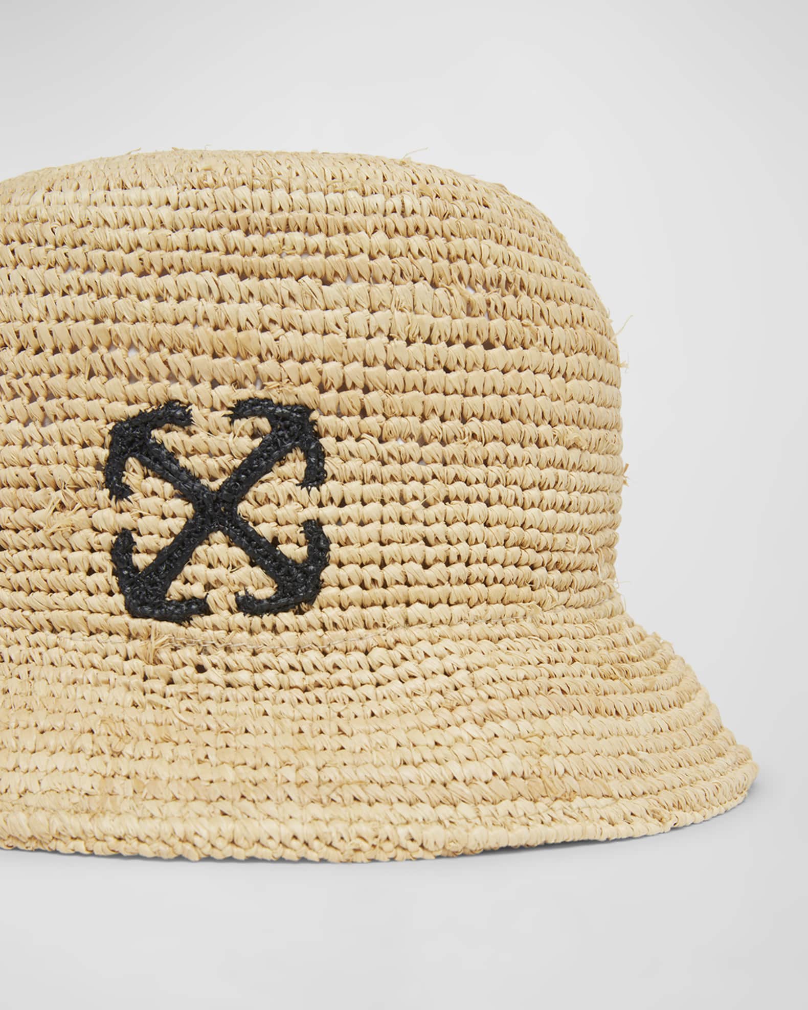 Off-White Arrow Raffia Bucket Hat | Neiman Marcus
