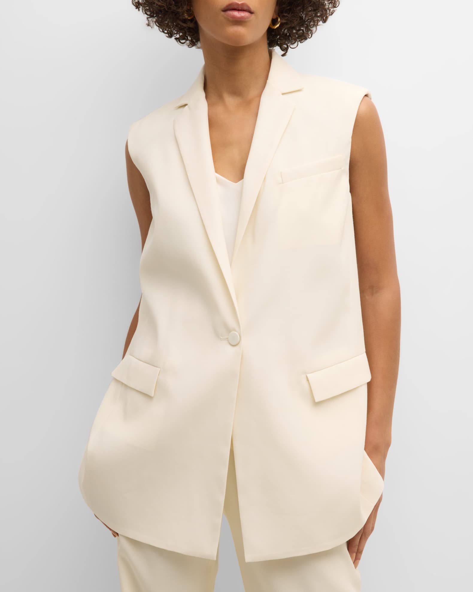 FABIANA FILIPPI Single-Button Straight Wool-Silk Vest | Neiman Marcus