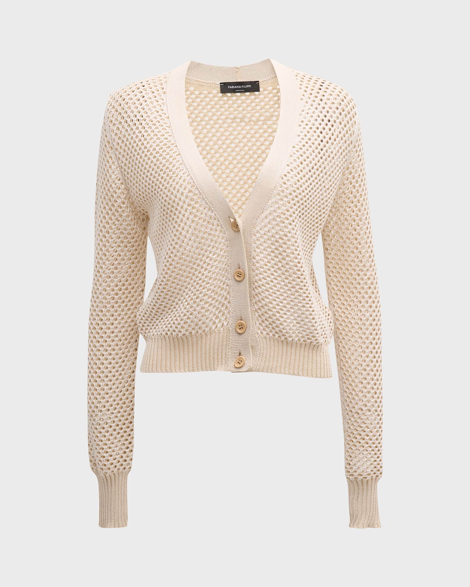 FABIANA FILIPPI Button-Down Open-Stitch Knit Cardigan | Neiman Marcus