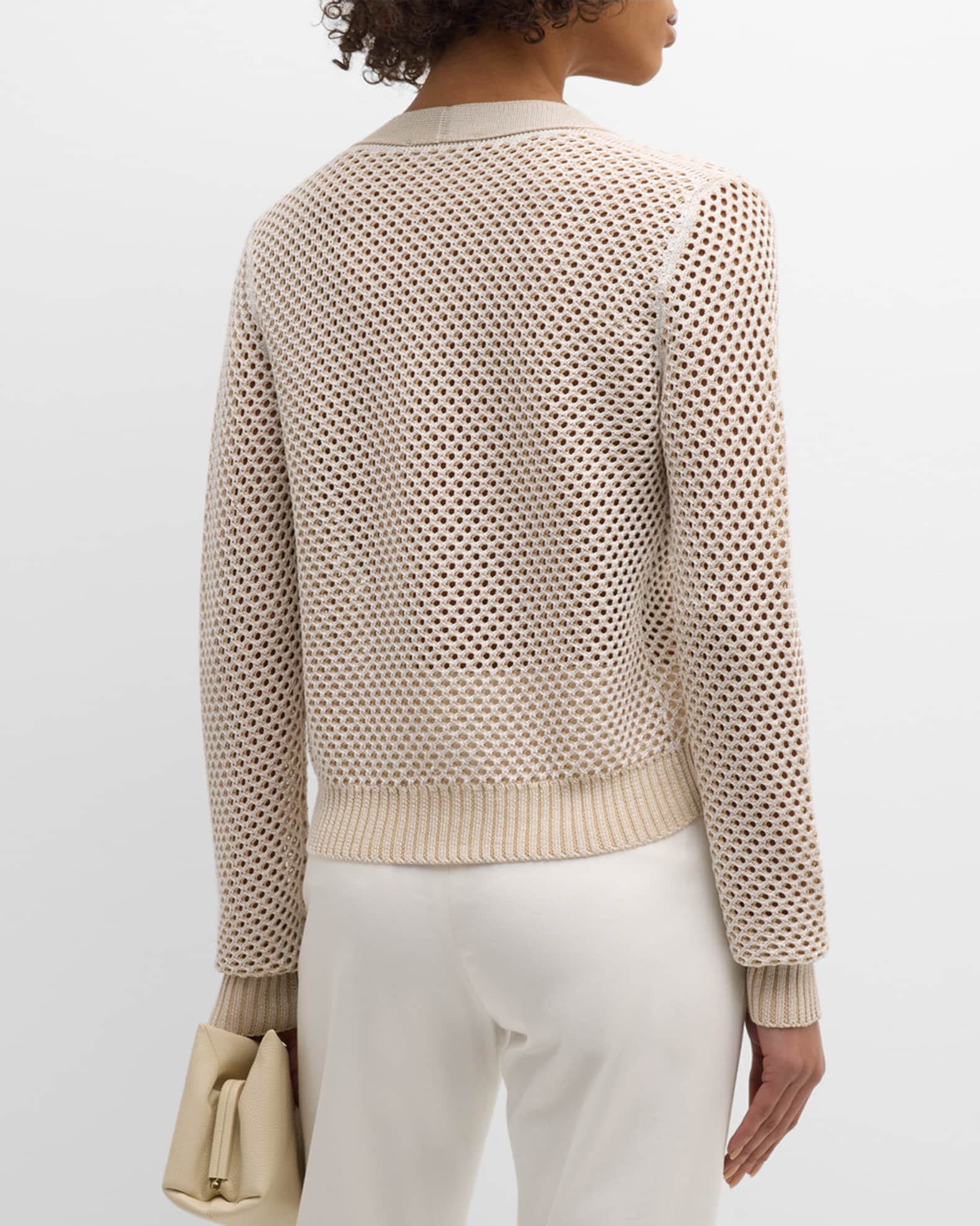 FABIANA FILIPPI Button-Down Open-Stitch Knit Cardigan | Neiman Marcus