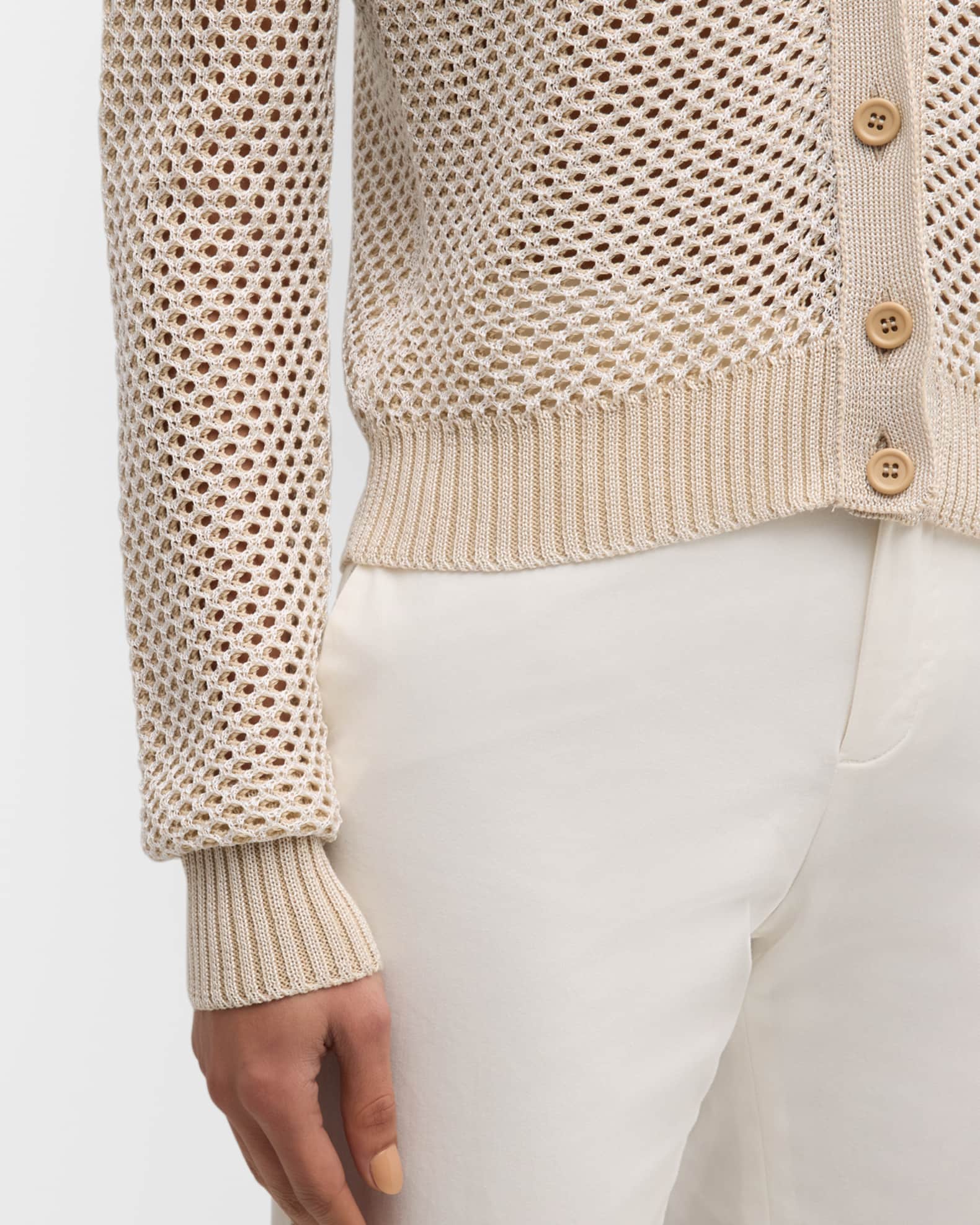 FABIANA FILIPPI Button-Down Open-Stitch Knit Cardigan | Neiman Marcus