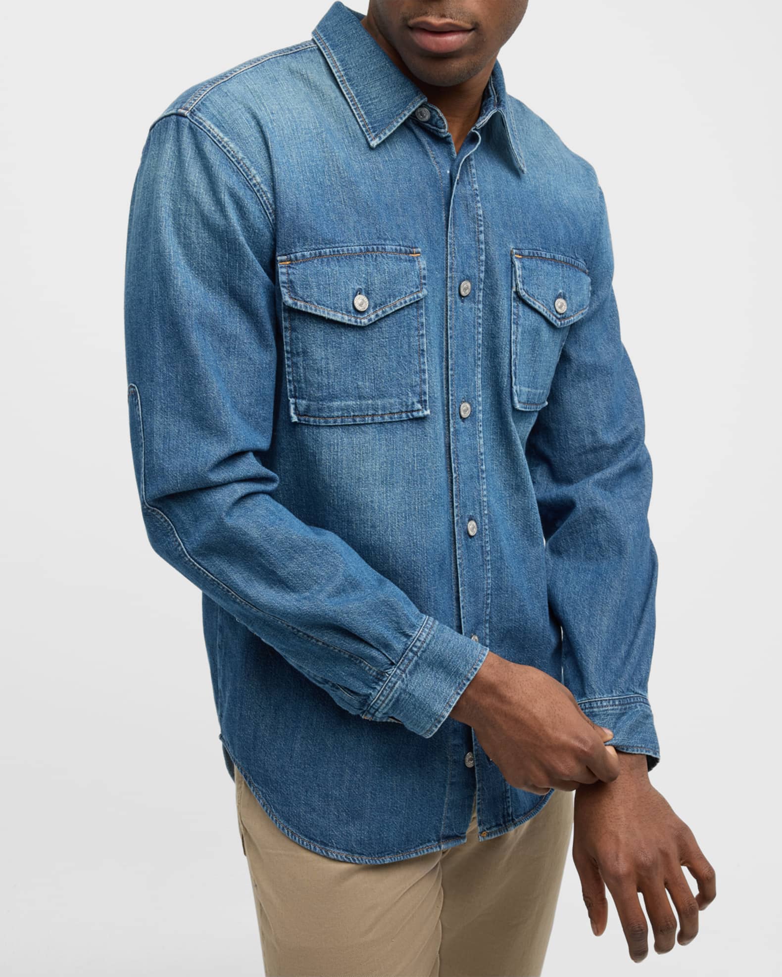 Citizens of Humanity Men's Wesley Denim Button-Down Shirt | Neiman Marcus
