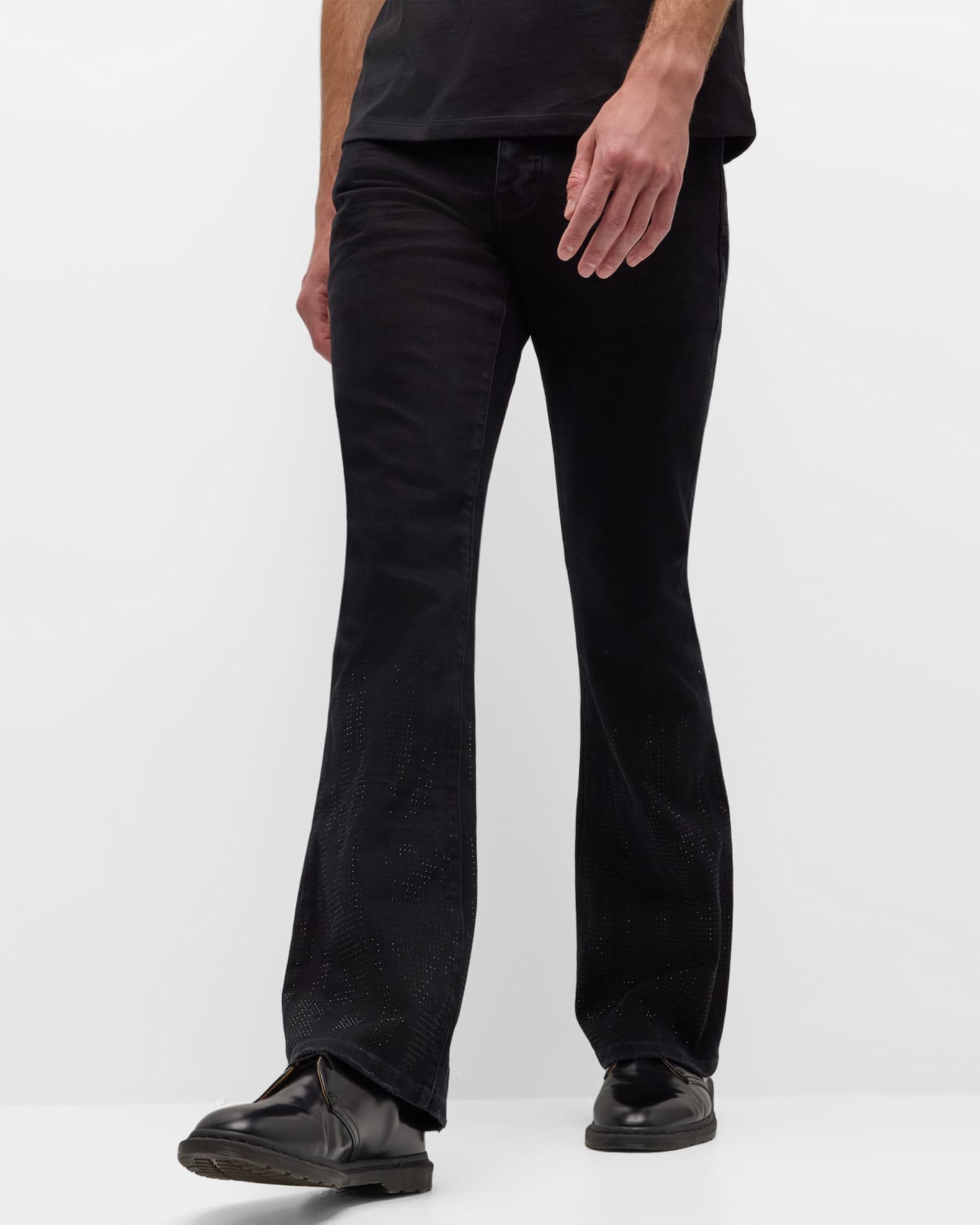 PURPLE Men's Crystal Flamed Flare Jeans | Neiman Marcus