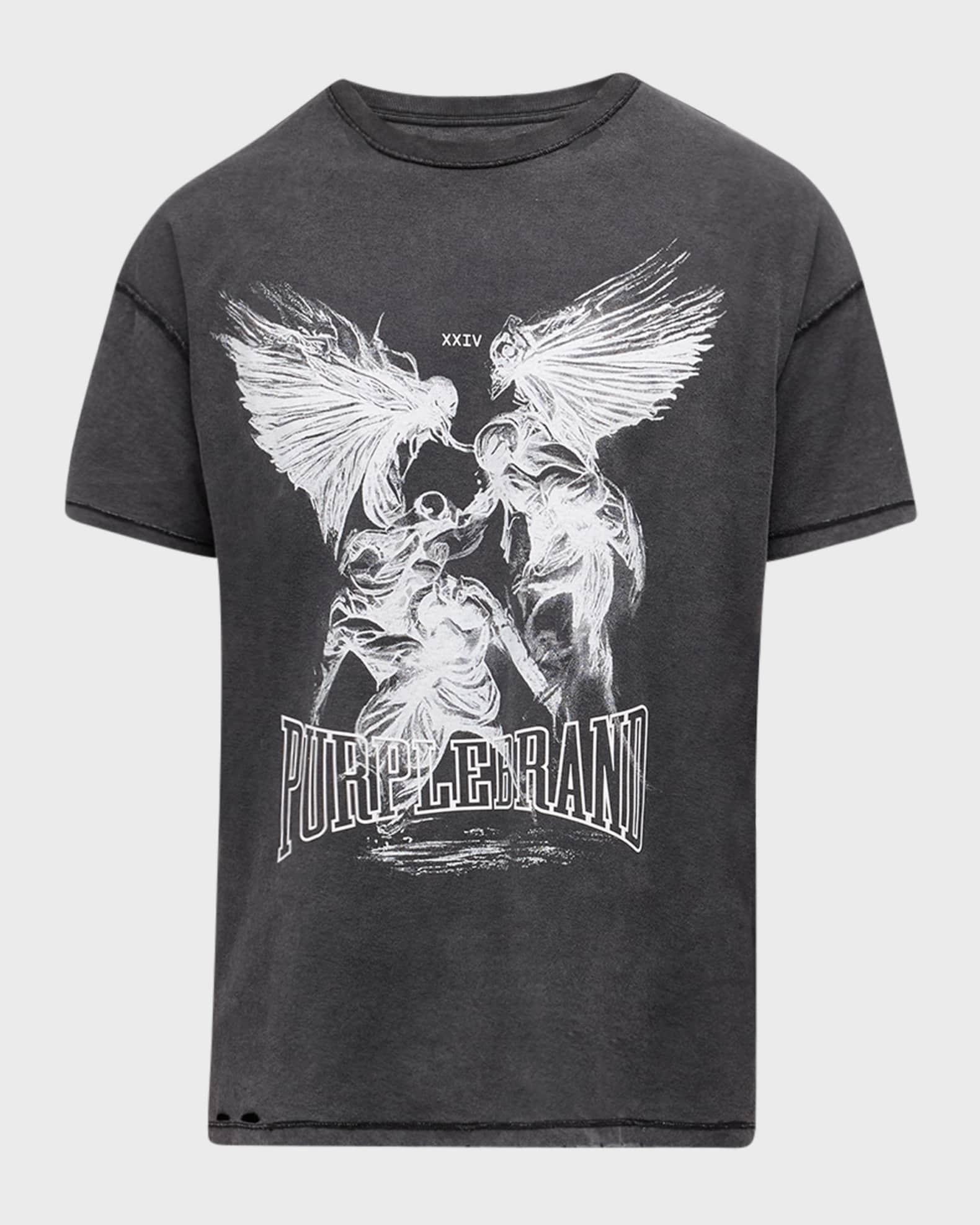 PURPLE Men's Textured Inside-Out Graphic T-Shirt | Neiman Marcus