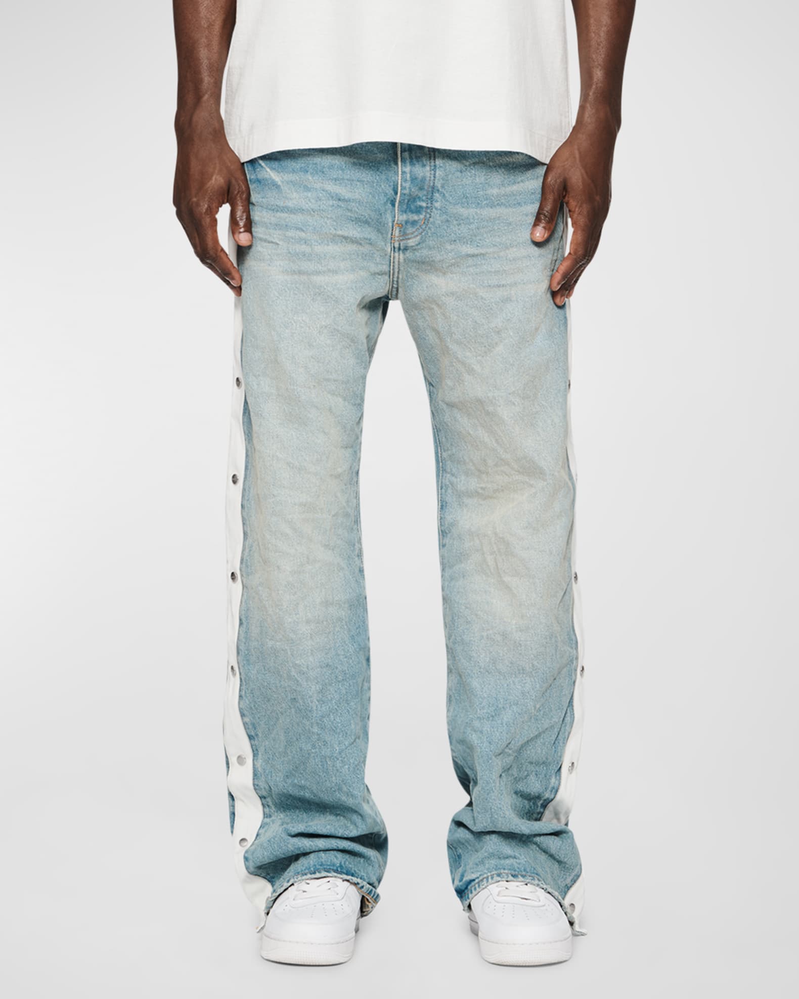 PURPLE Men's Tearaway Side Snap Denim Pants | Neiman Marcus