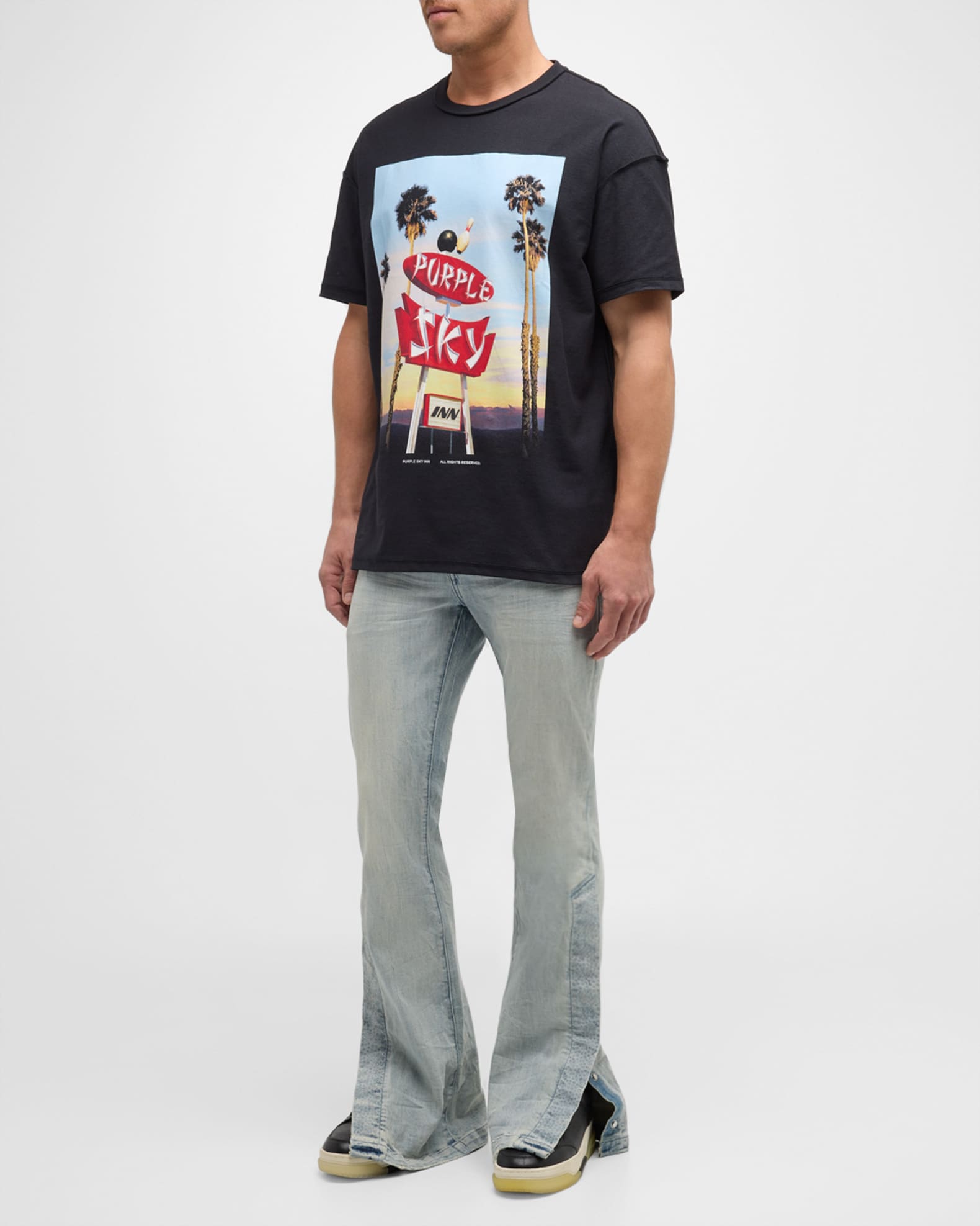 PURPLE Men's Crystal Side-Snap Flare Jeans | Neiman Marcus