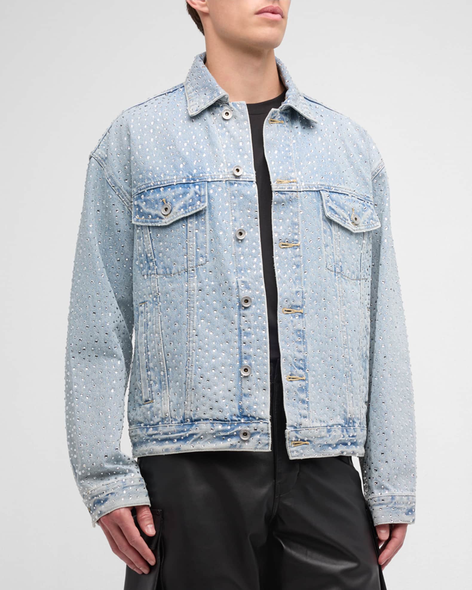 PURPLE Men's Crystal Galore Trucker Jacket | Neiman Marcus