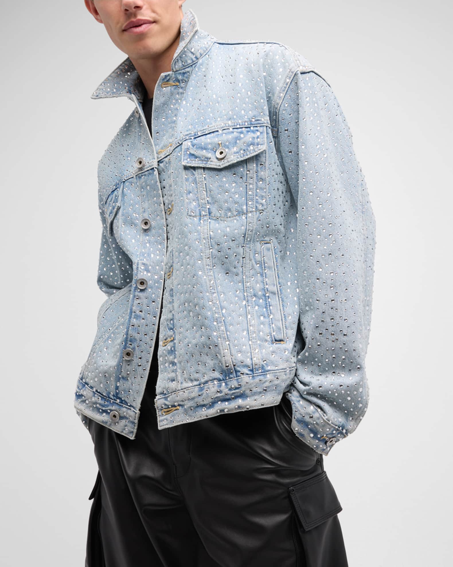PURPLE Men's Crystal Galore Trucker Jacket | Neiman Marcus