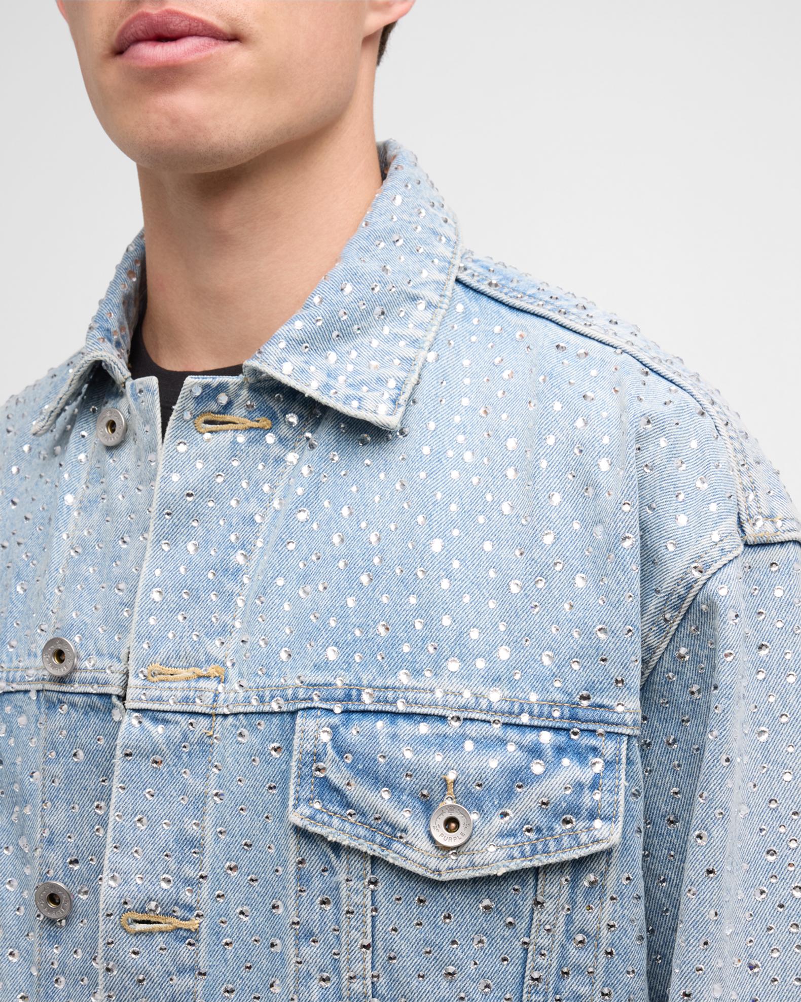 PURPLE Men's Crystal Galore Trucker Jacket | Neiman Marcus