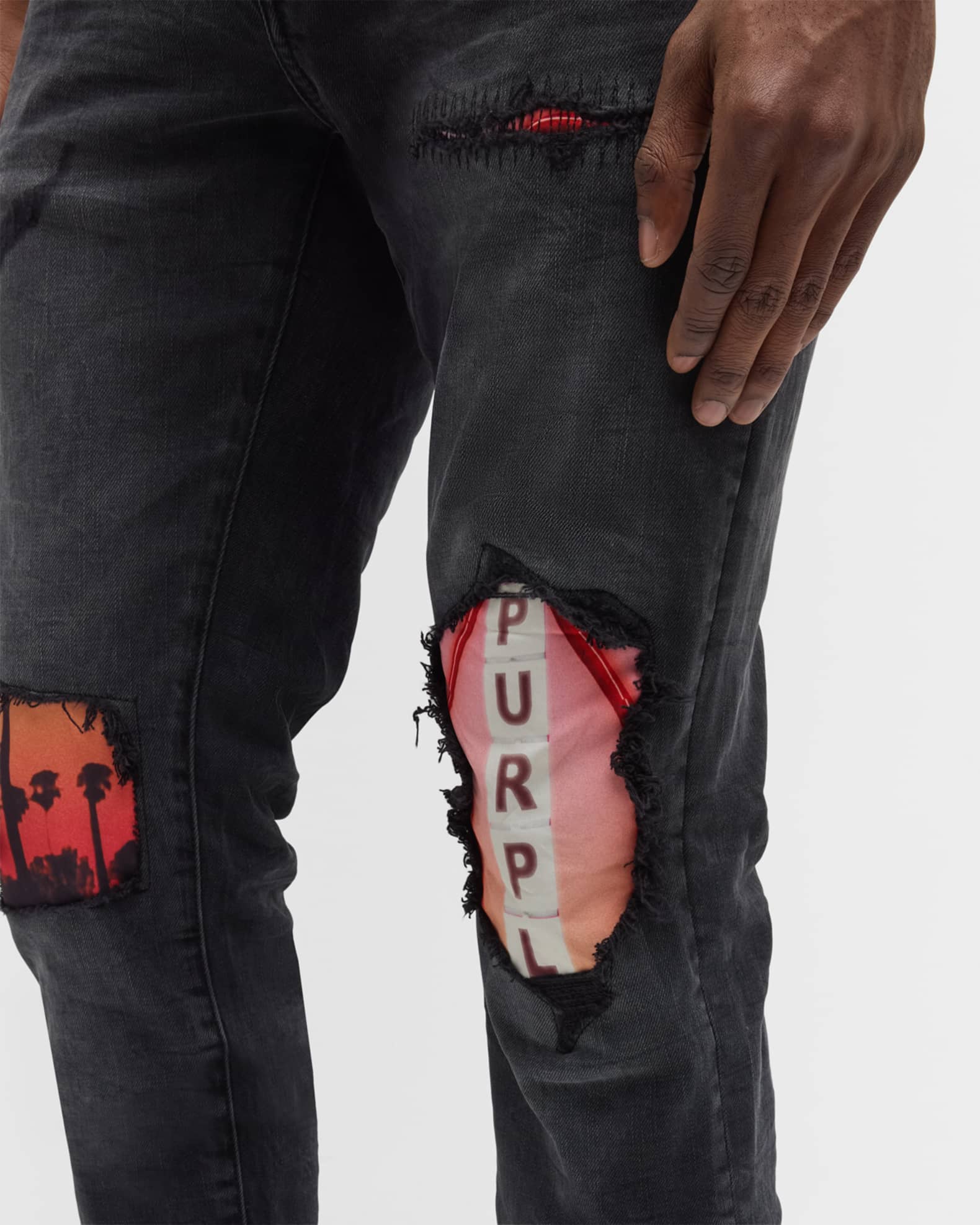 PURPLE Men's PURPLE x Blue Sky Men's P001 Black Skinny Jeans | Neiman ...
