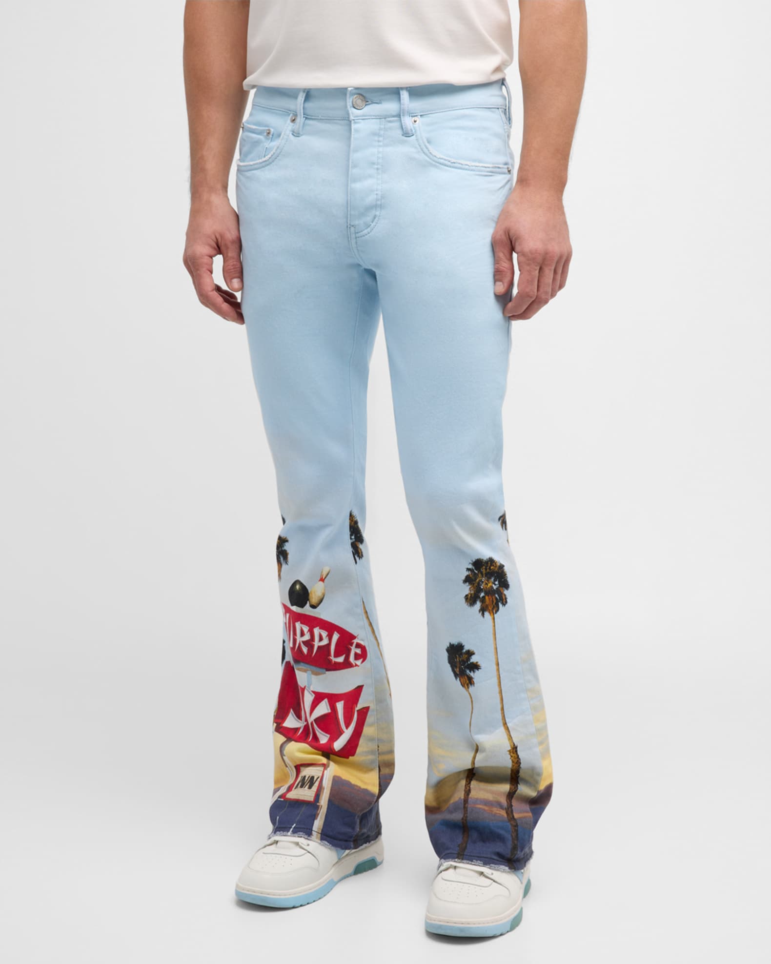 PURPLE Men's PURPLE x Blue Sky P004 Printed Flare Jeans | Neiman Marcus