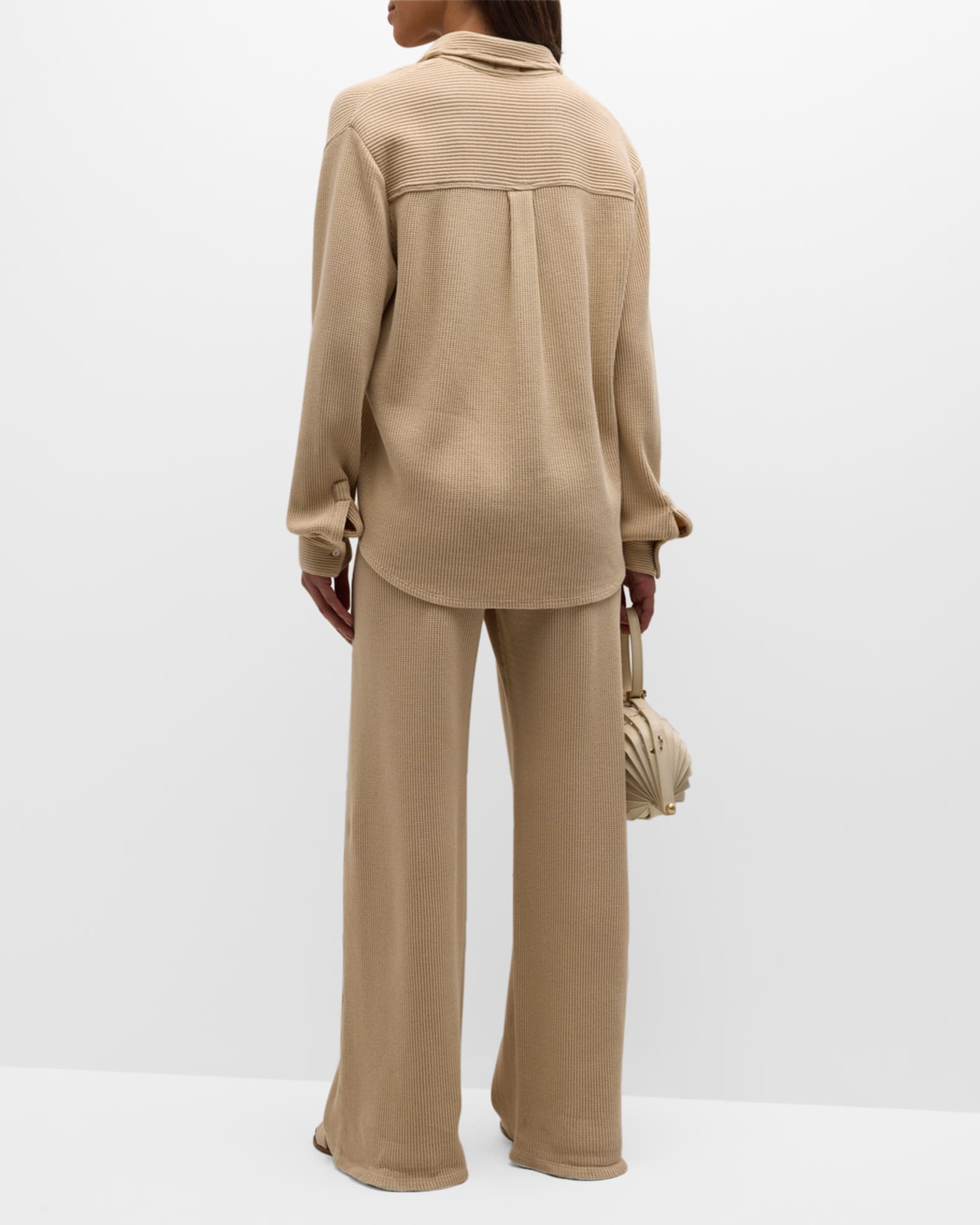 ATM Anthony Thomas Melillo Waffle-Knit Wide-Leg Drawstring Pants ...