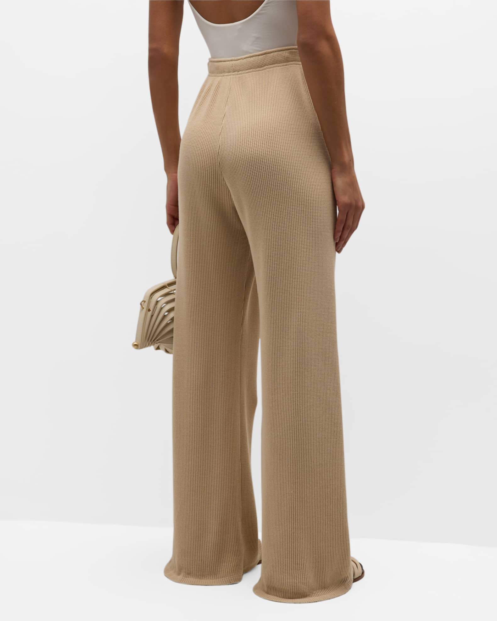 ATM Anthony Thomas Melillo Waffle-Knit Wide-Leg Drawstring Pants ...