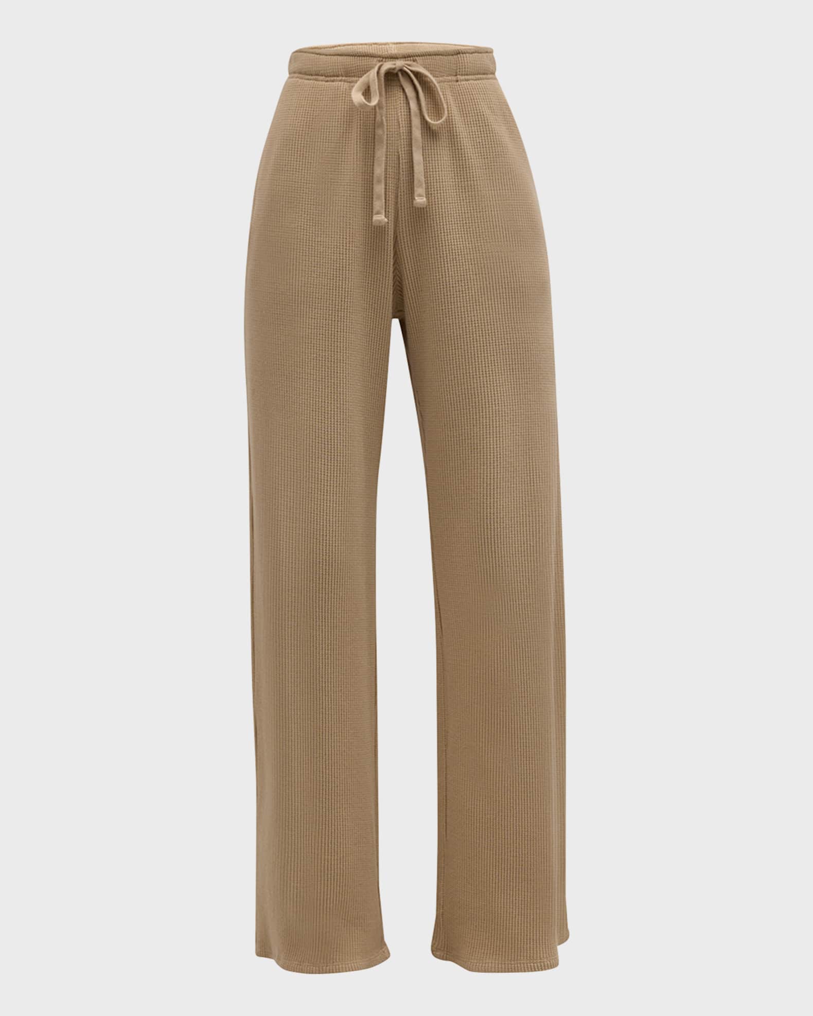 ATM Anthony Thomas Melillo Waffle-Knit Wide-Leg Drawstring Pants ...