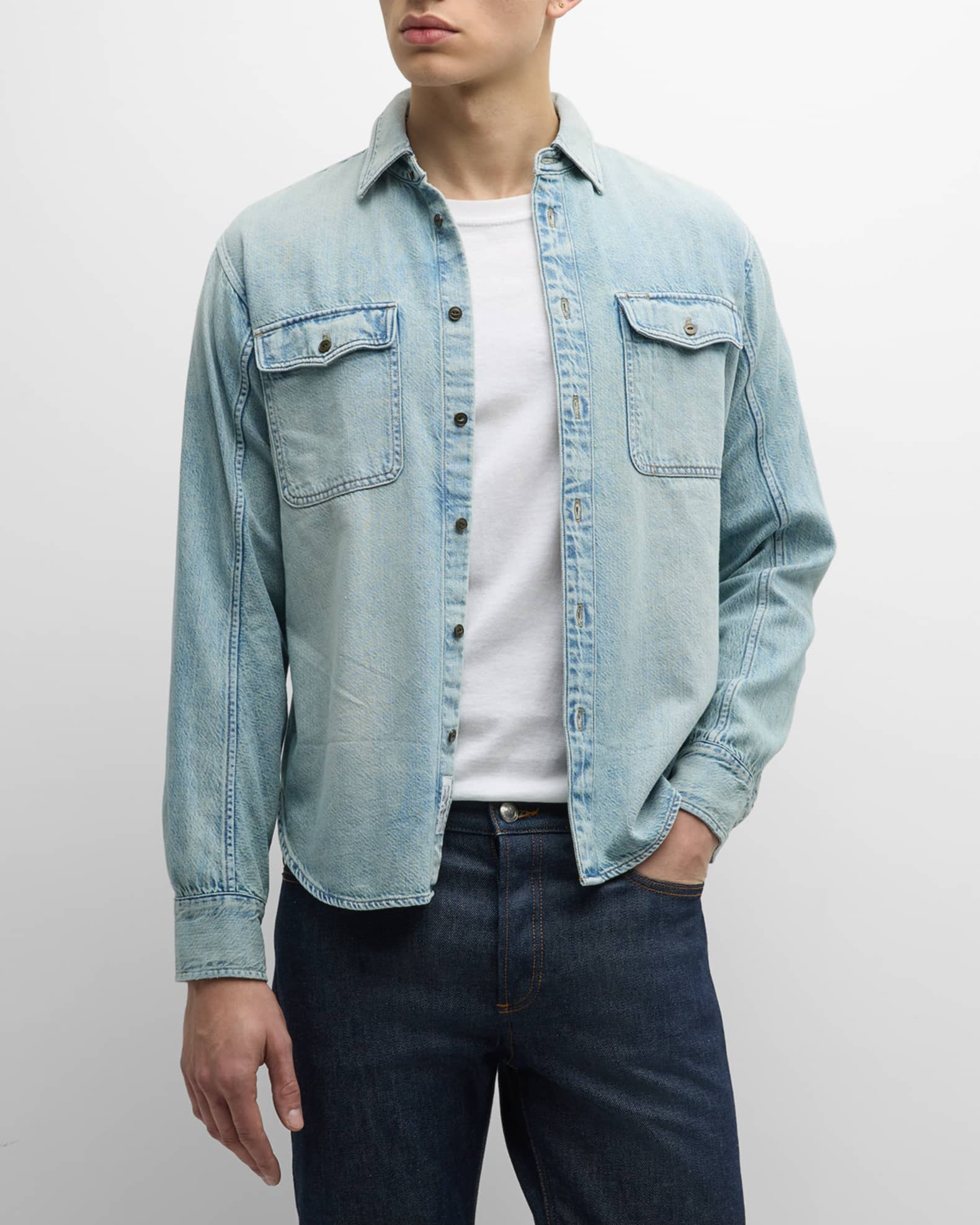 Rag & Bone Men's Jack Denim Engineered Button-Down Shirt | Neiman Marcus