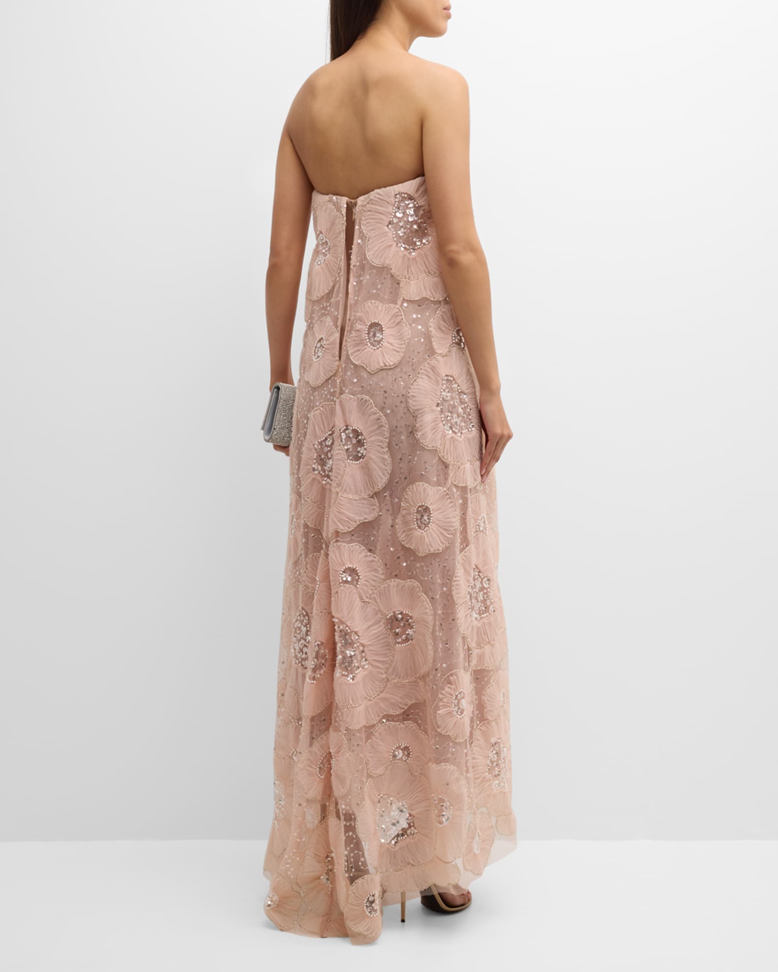 HELSI Margot Strapless Beaded Floral Tulle Gown | Neiman Marcus