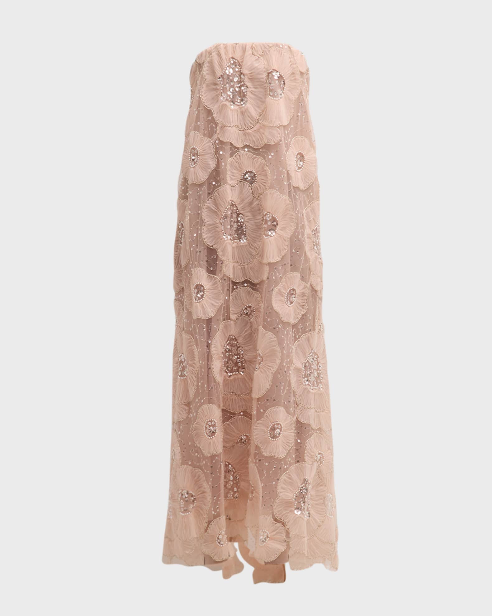 HELSI Margot Strapless Beaded Floral Tulle Gown | Neiman Marcus