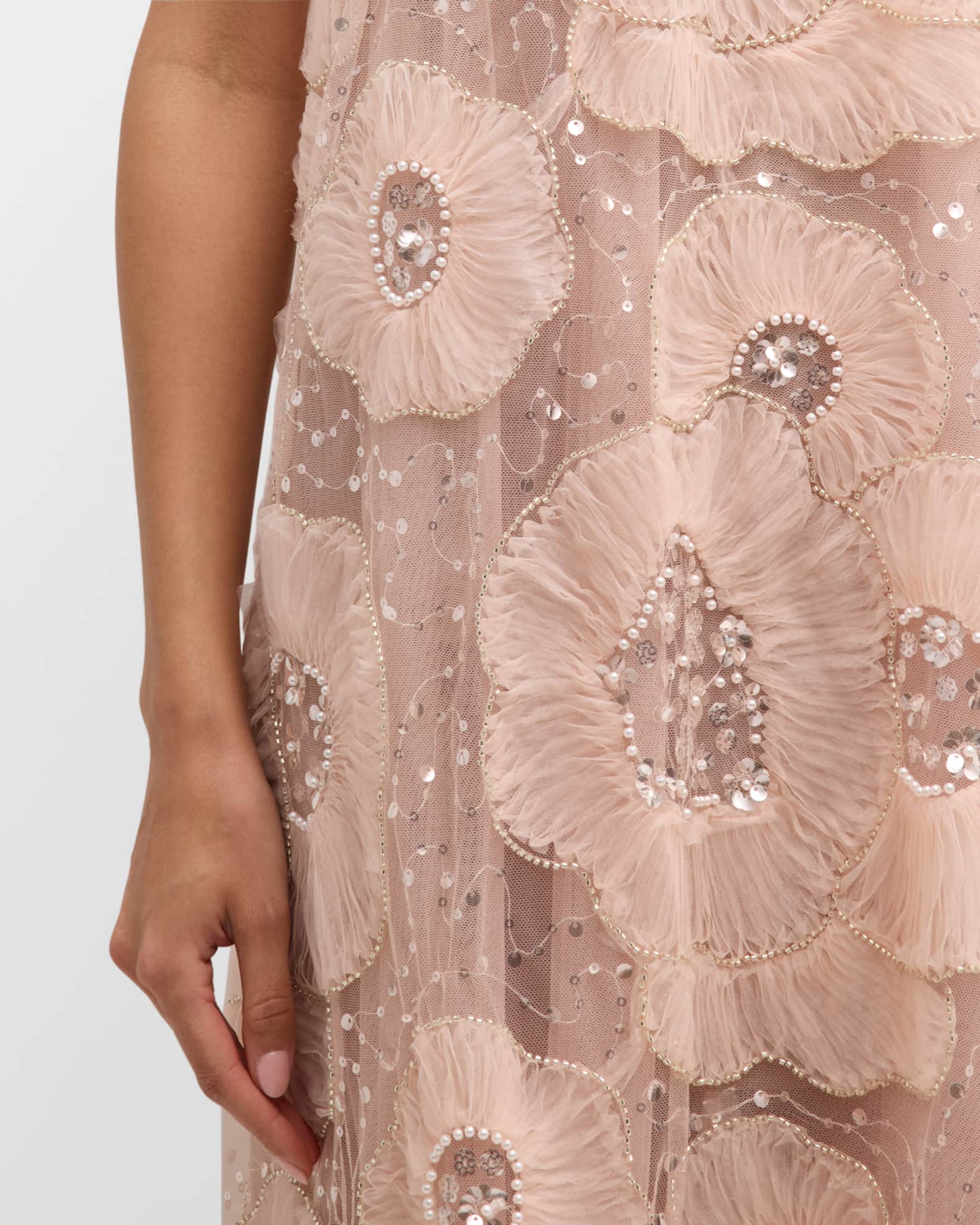 HELSI Margot Strapless Beaded Floral Tulle Gown | Neiman Marcus