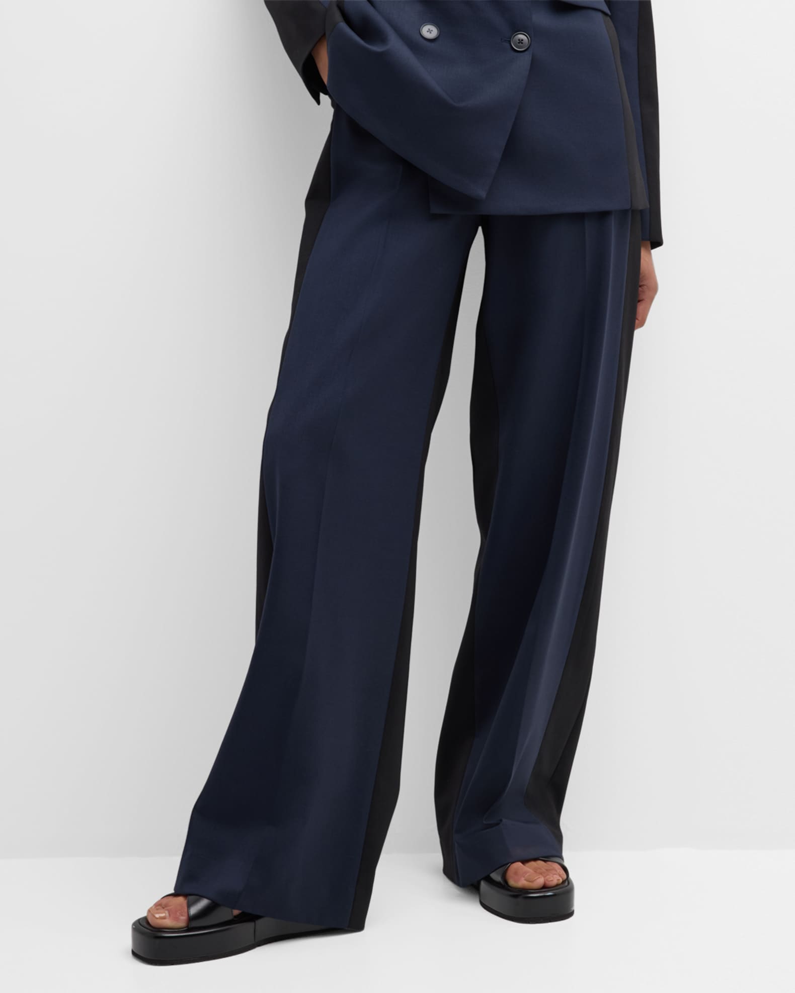 ARGENT Jones Colorblock Seasonless Wool Trousers | Neiman Marcus