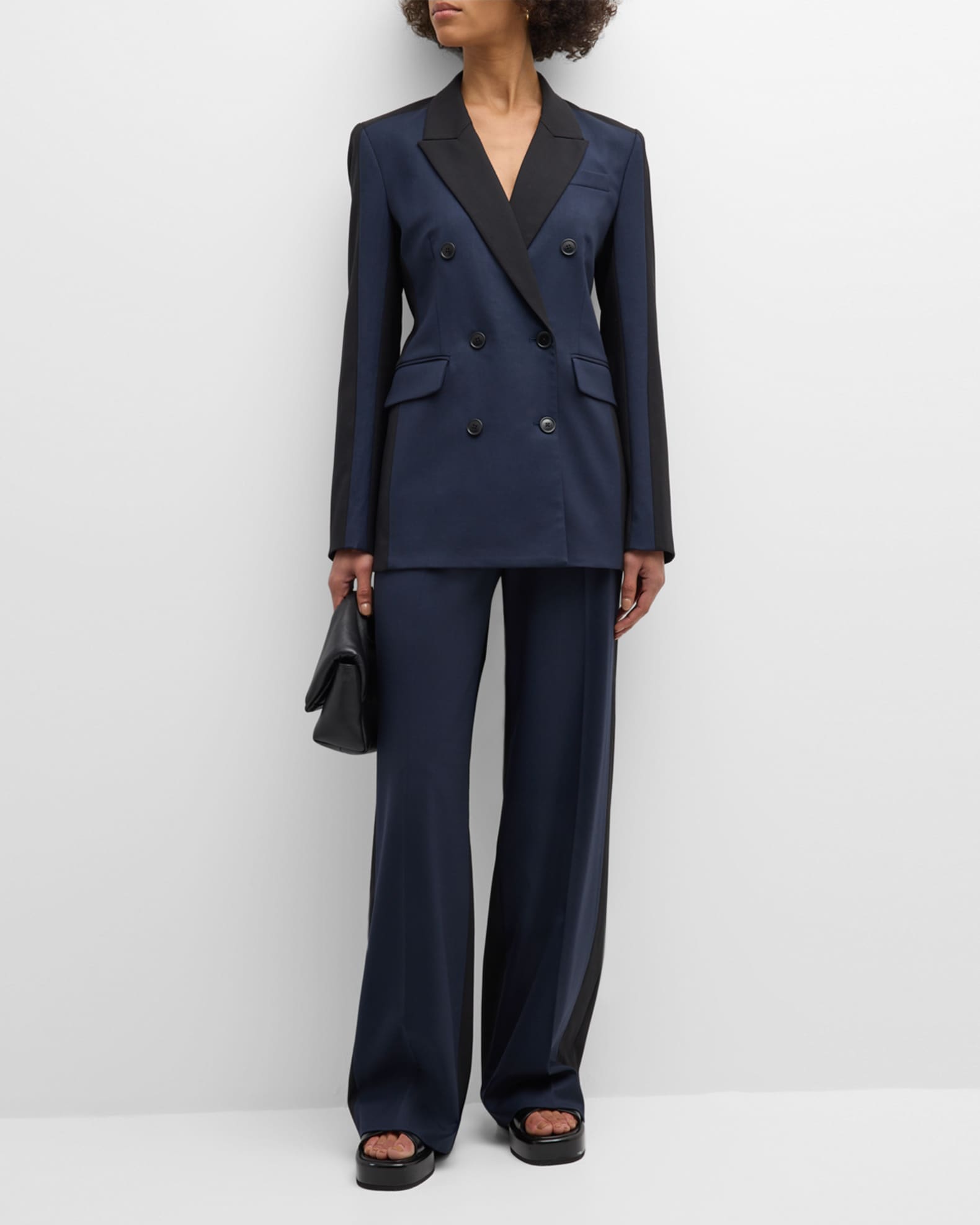 ARGENT Double-Breasted Colorblock Wool Blazer | Neiman Marcus