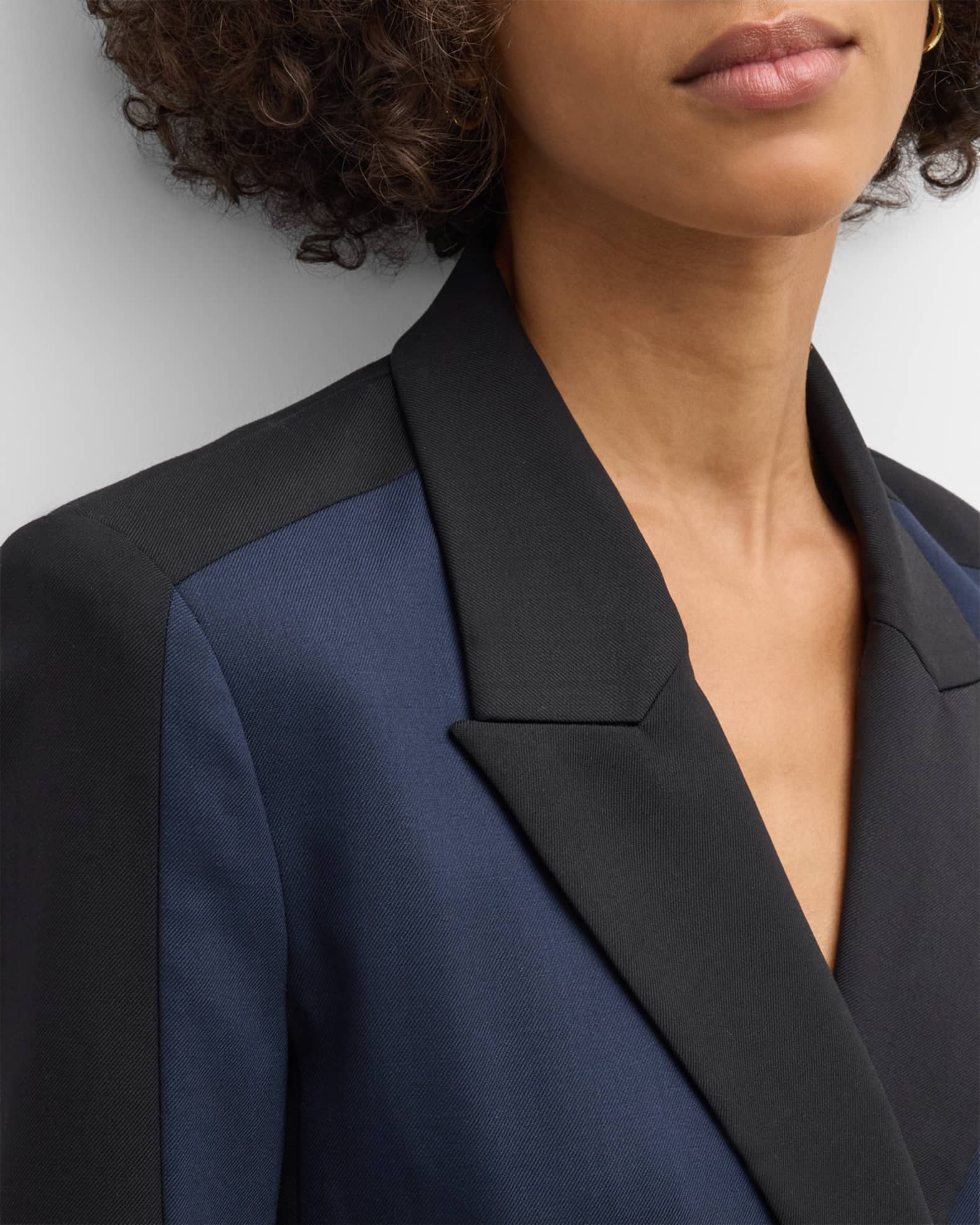ARGENT Double-Breasted Colorblock Wool Blazer | Neiman Marcus