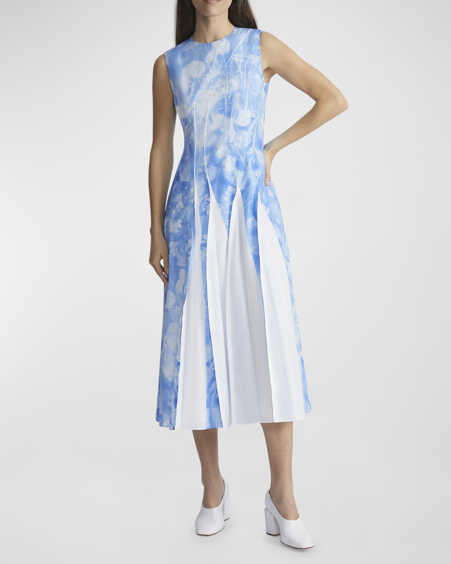 Lafayette 148 New York Sleeveless Pleated Floral-Print Midi Dress ...