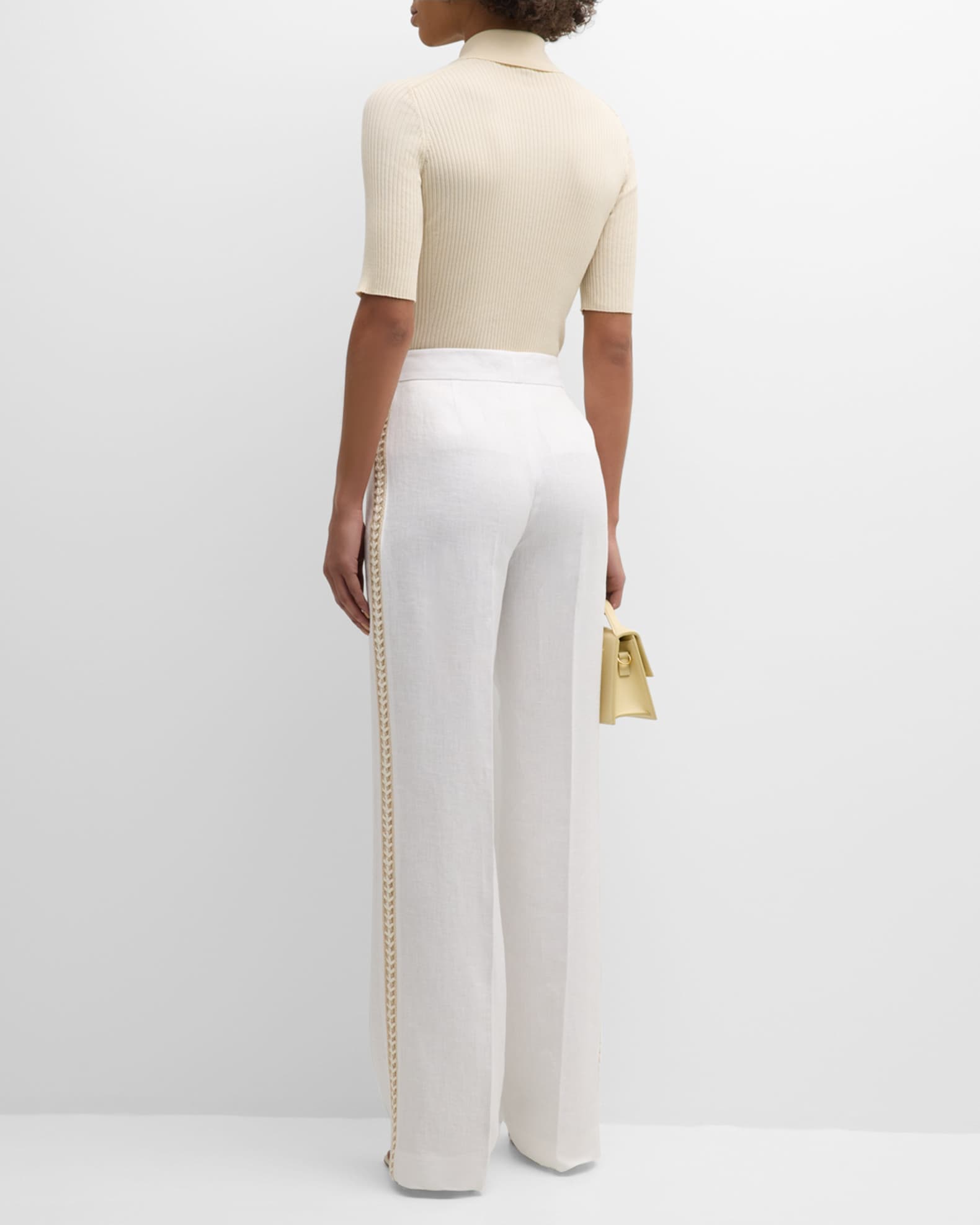 Lafayette 148 New York Sullivan Straight-Leg Crochet-Trim Pants ...
