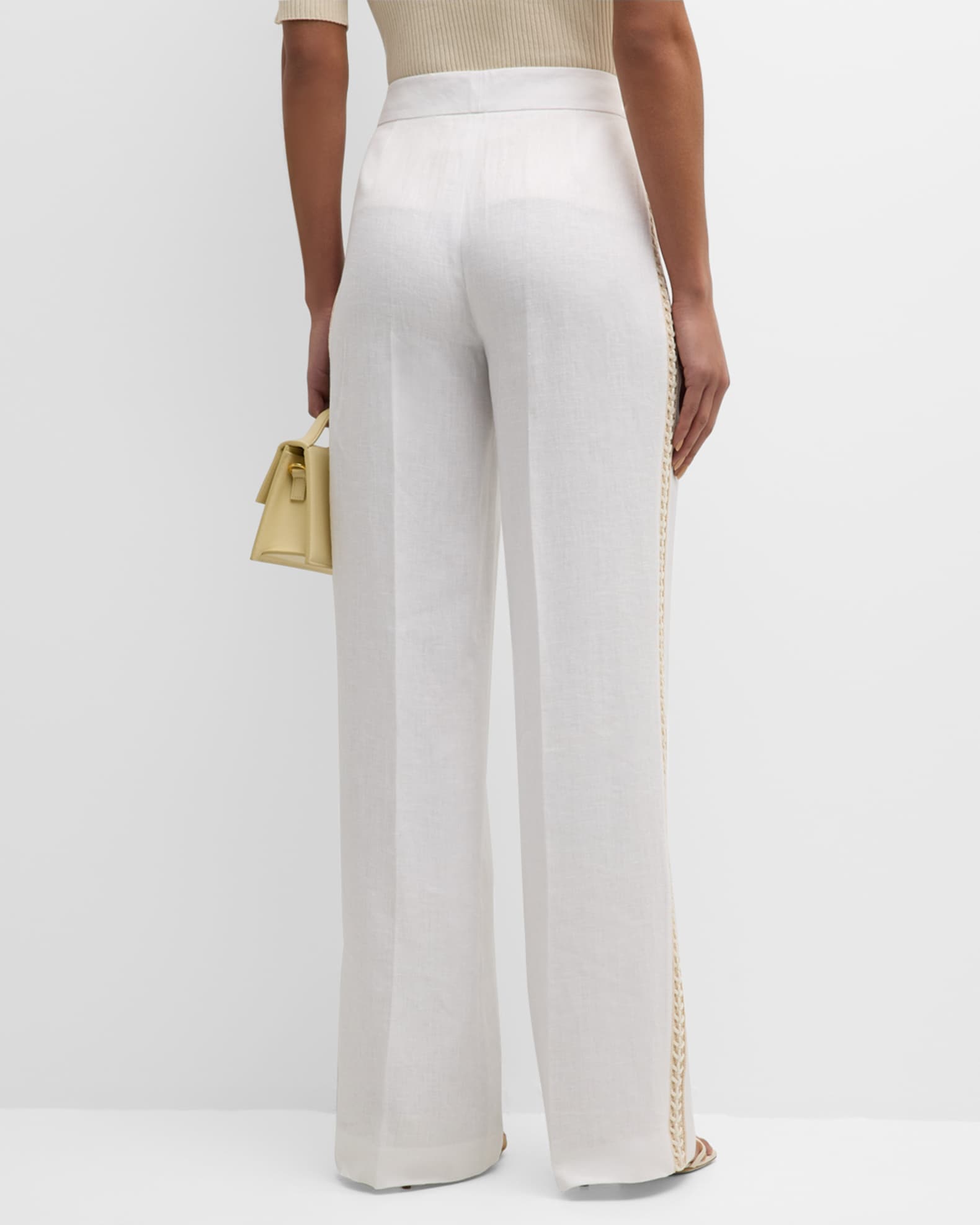 Lafayette 148 New York Sullivan Straight-Leg Crochet-Trim Pants ...