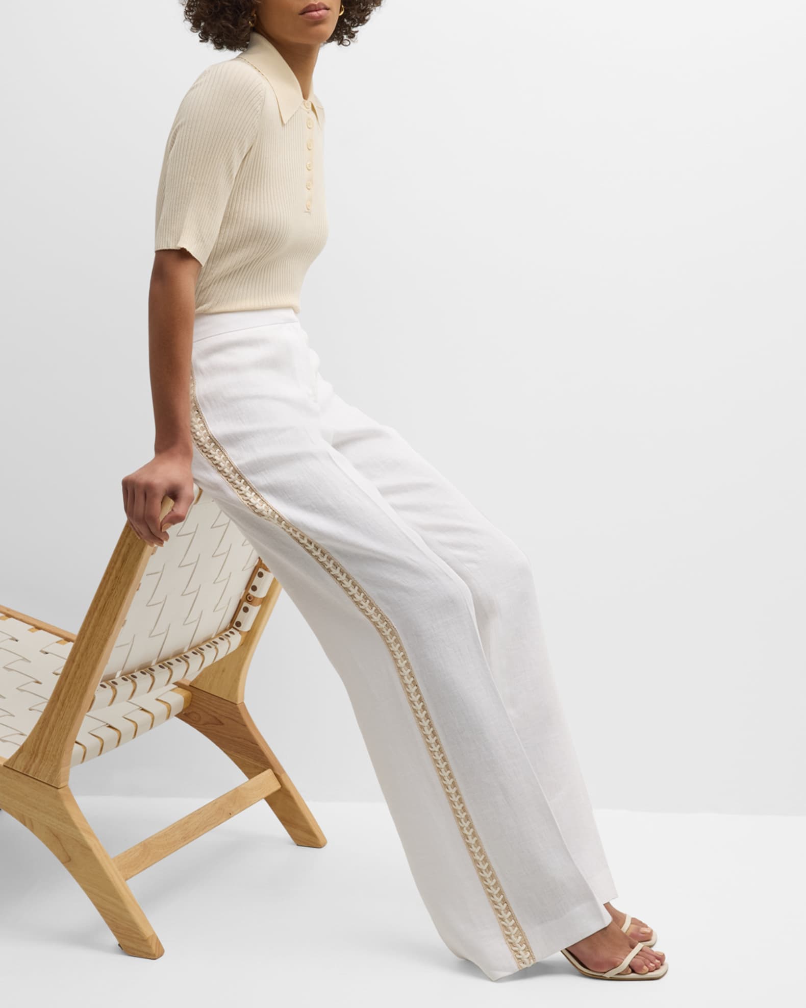 Lafayette 148 New York Sullivan Straight-Leg Crochet-Trim Pants ...