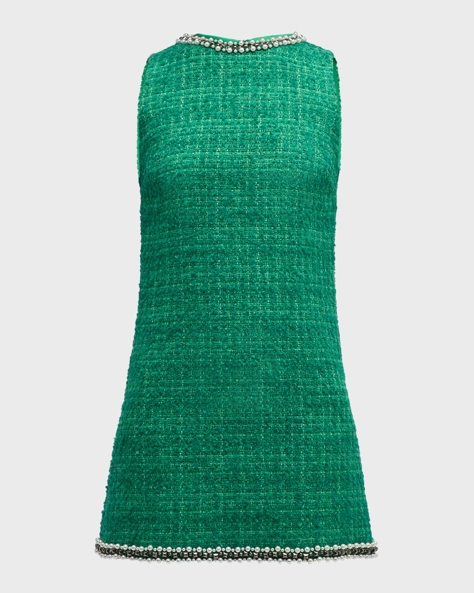 Alice + Olivia Clyde Embellished Tweed Shift Dress | Neiman Marcus