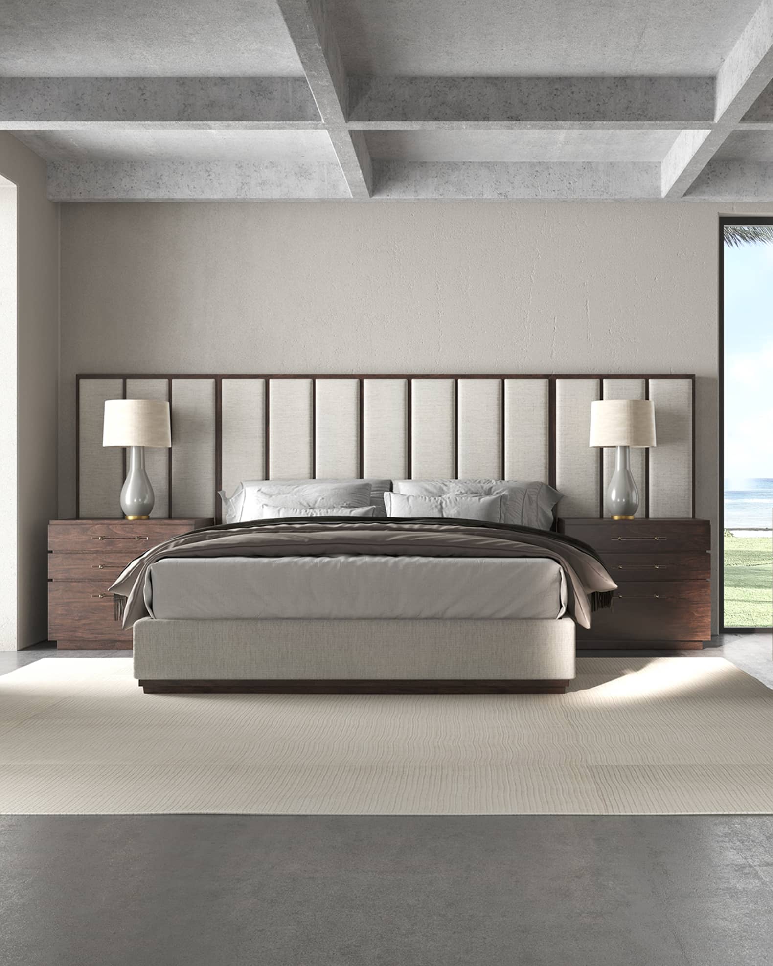 Colonna Extended Panel Upholstered California King Bed | Neiman Marcus