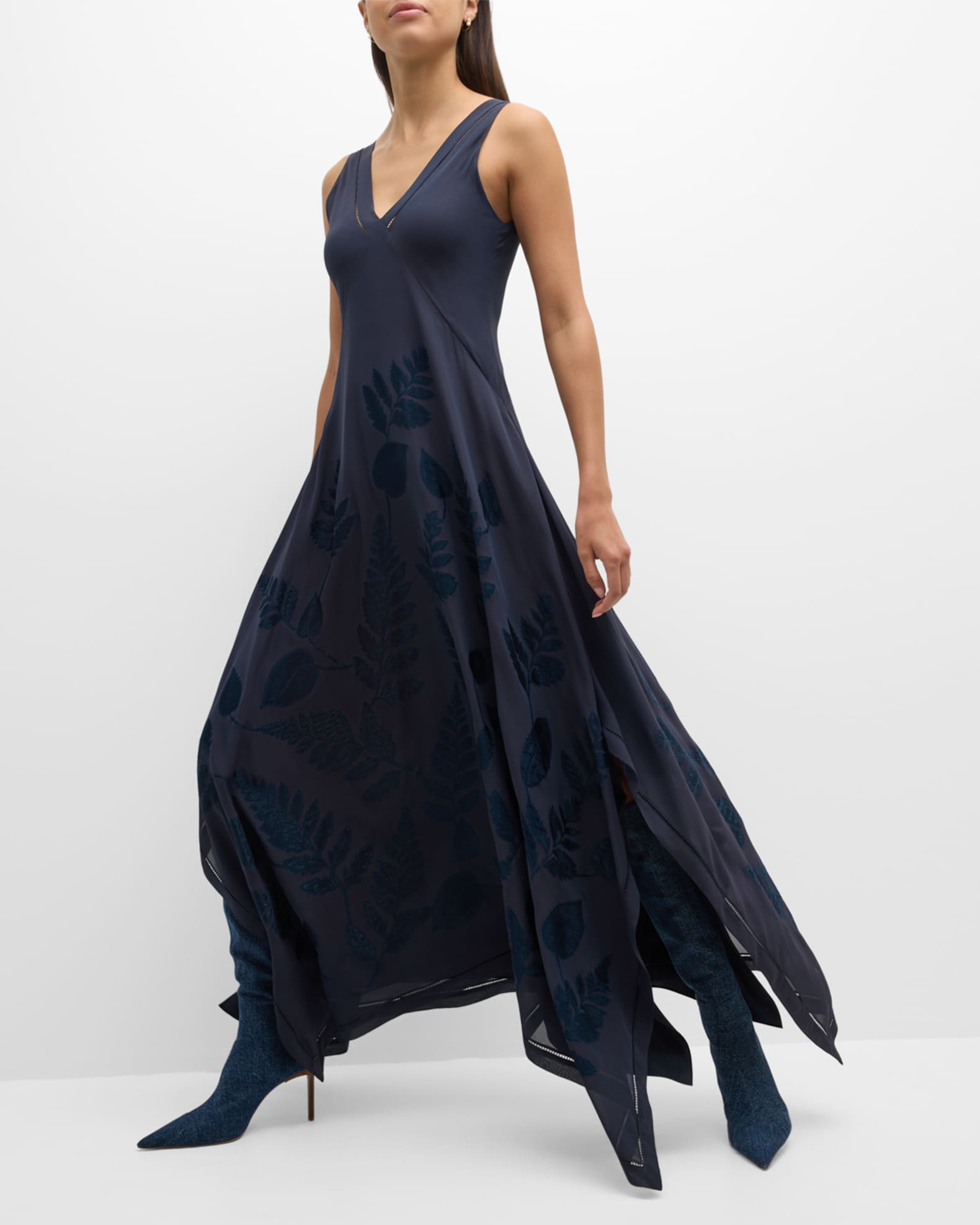 Lafayette 148 New York Sleeveless Jacquard Handkerchief Maxi Dress ...