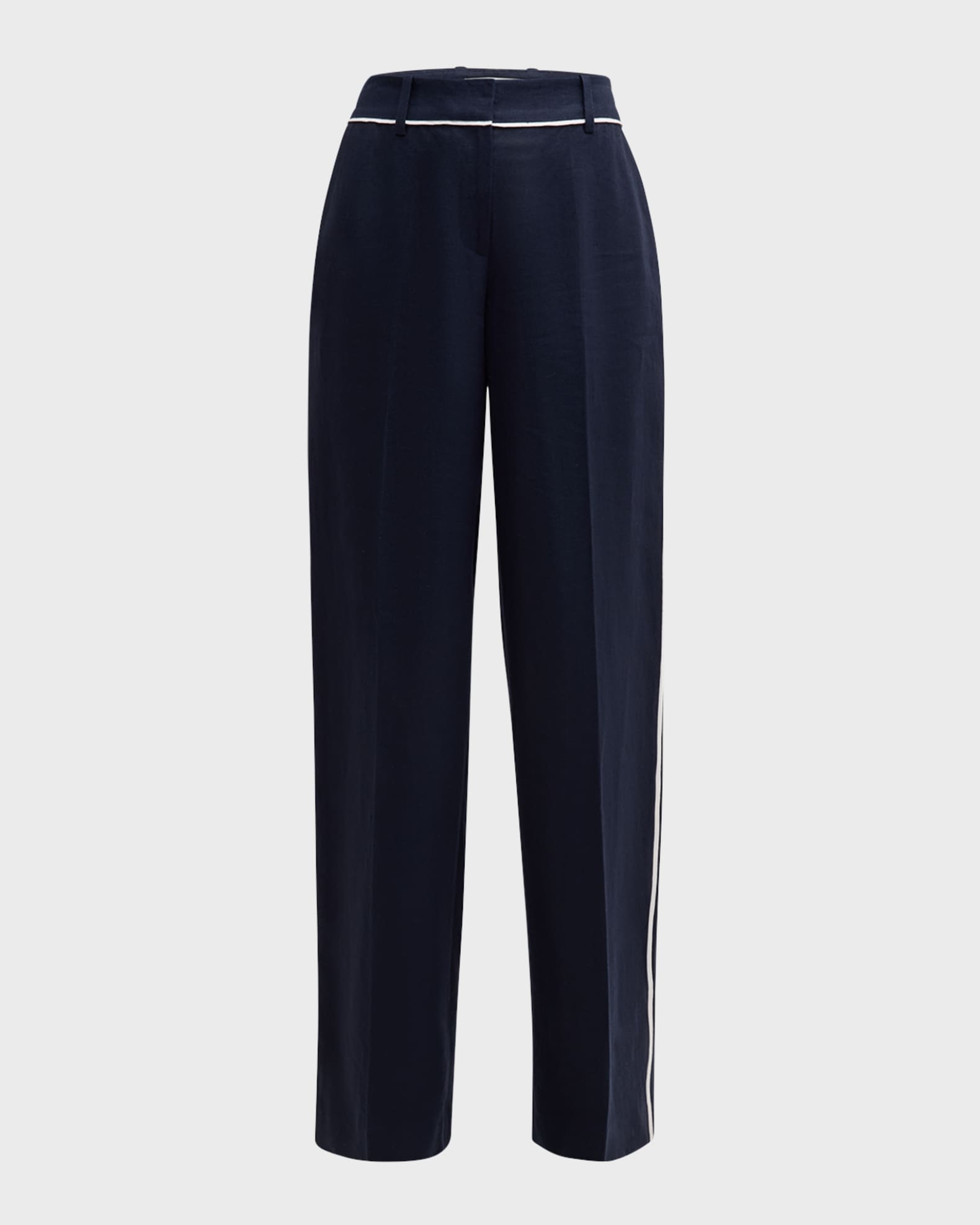 Lafayette 148 New York Sullivan Pleated Contrast-Trim Pants | Neiman Marcus