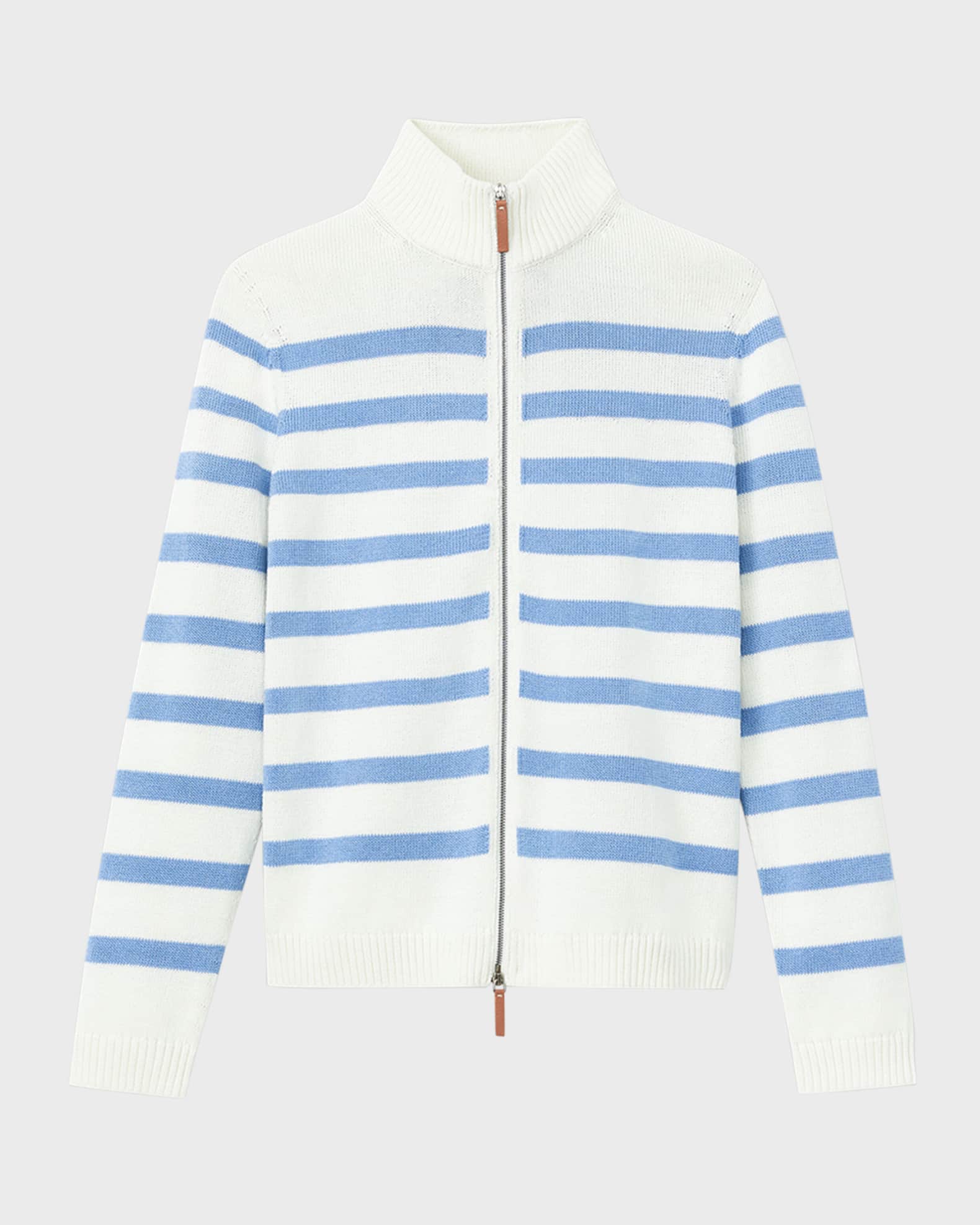 Lafayette 148 New York Striped Zip-Front Cotton-Silk Cardigan | Neiman ...