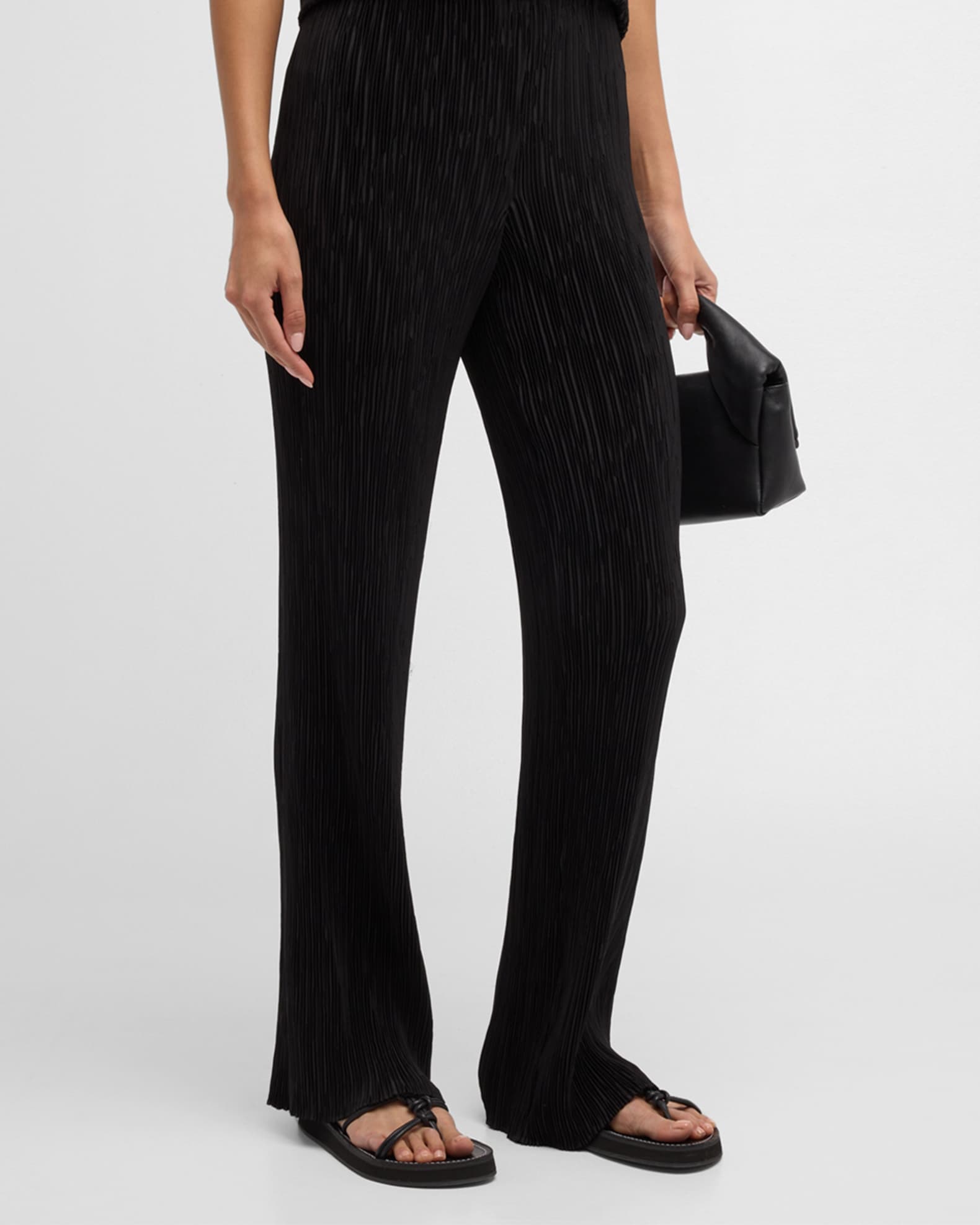 Lafayette 148 New York Parkside Pleated High-Rise Satin Pants | Neiman ...
